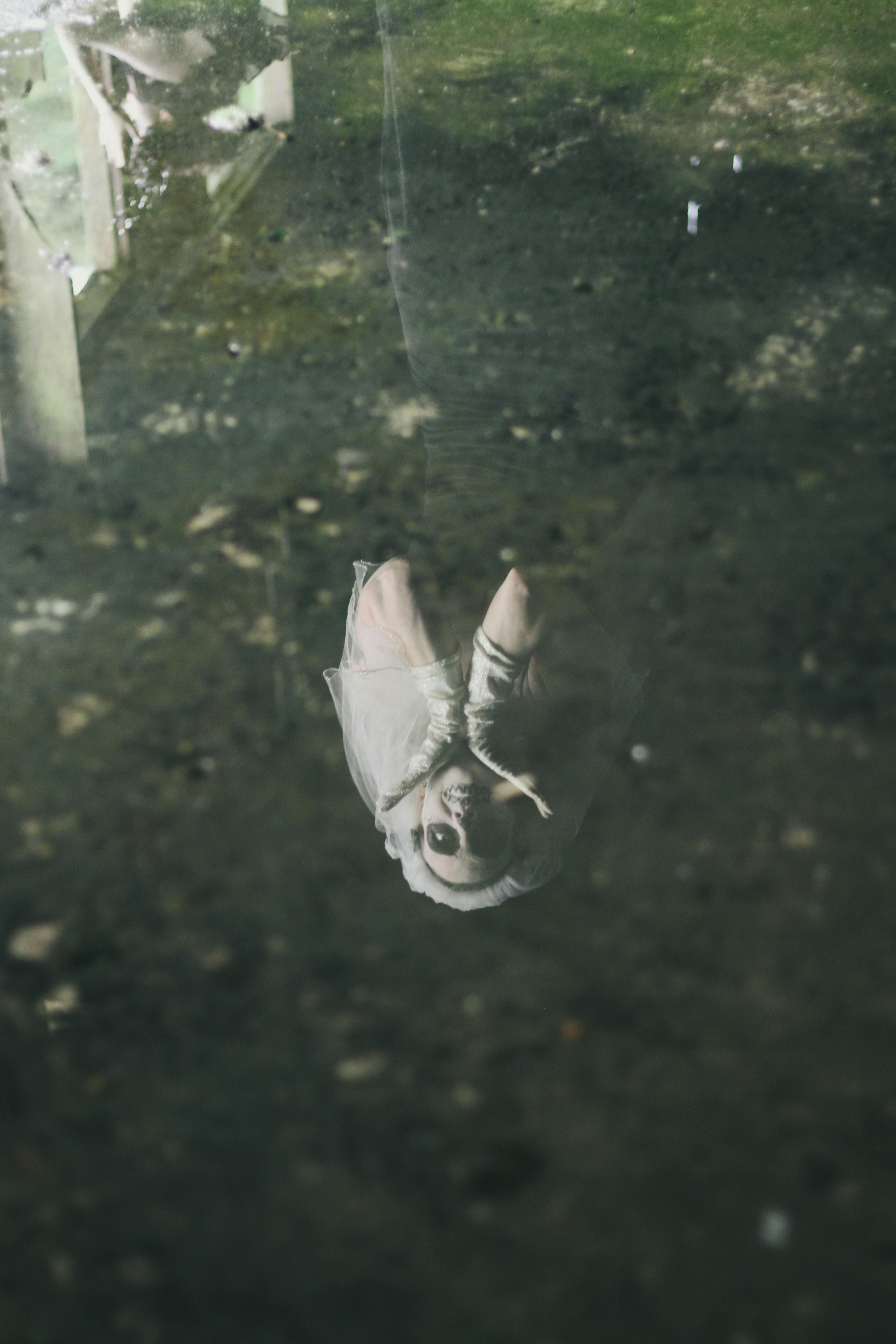 Upside Down Mirroring on Scary Person in Halloween Costume and Makeup ...