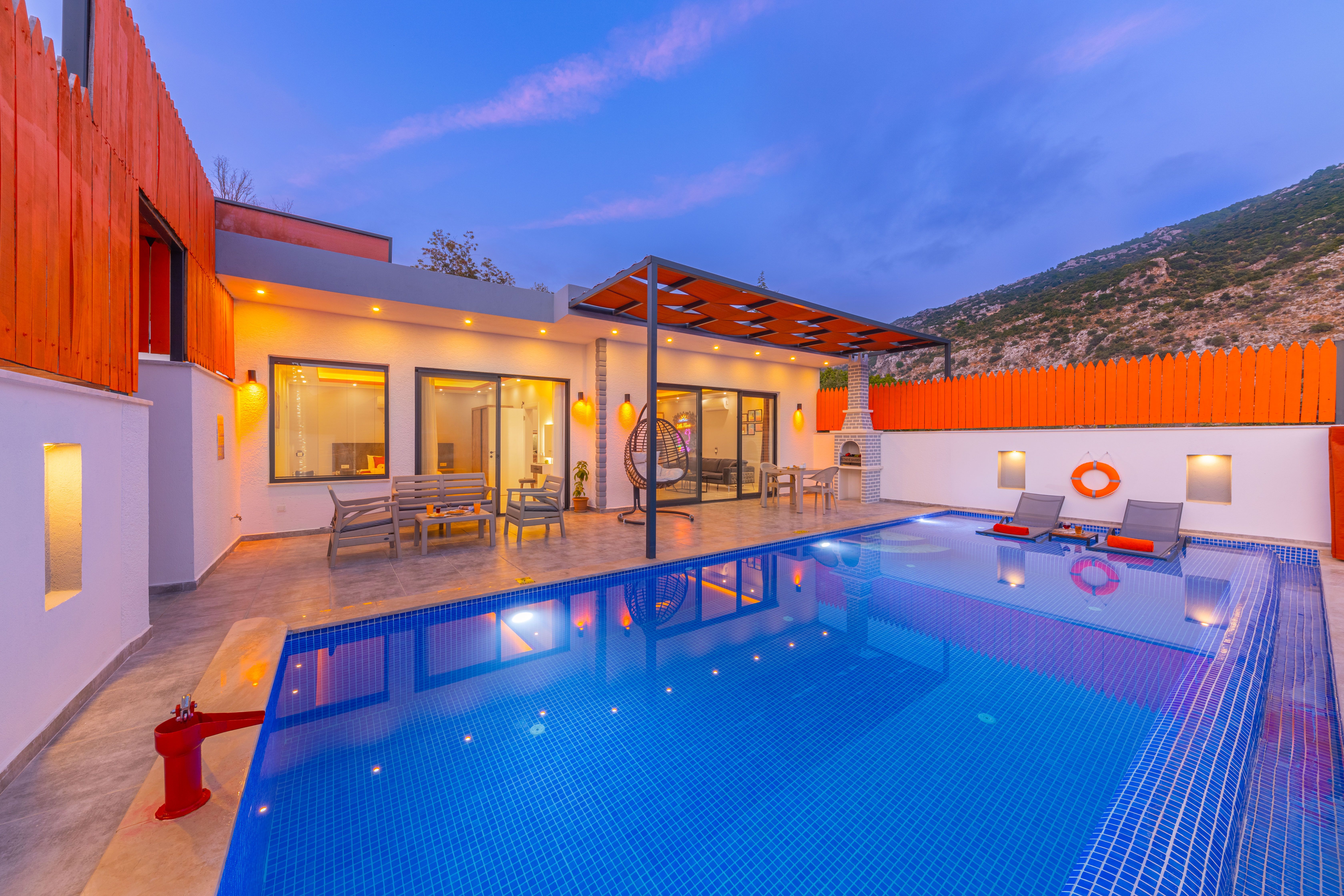 View of a Modern Resort with a Swimming Pool in the Evening · Free ...