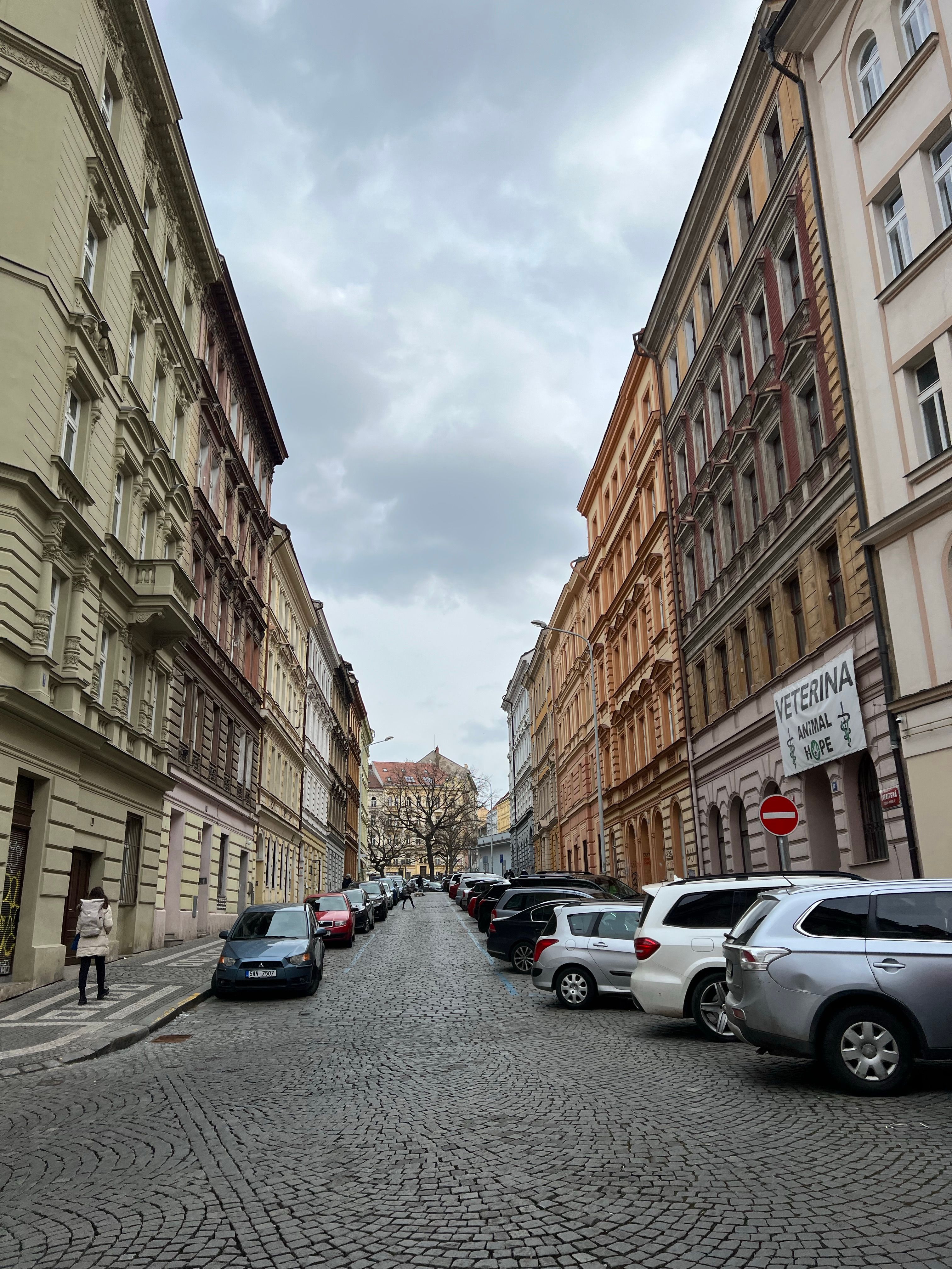 A Cobblestone Street between Tenement Houses in City · Free Stock Photo