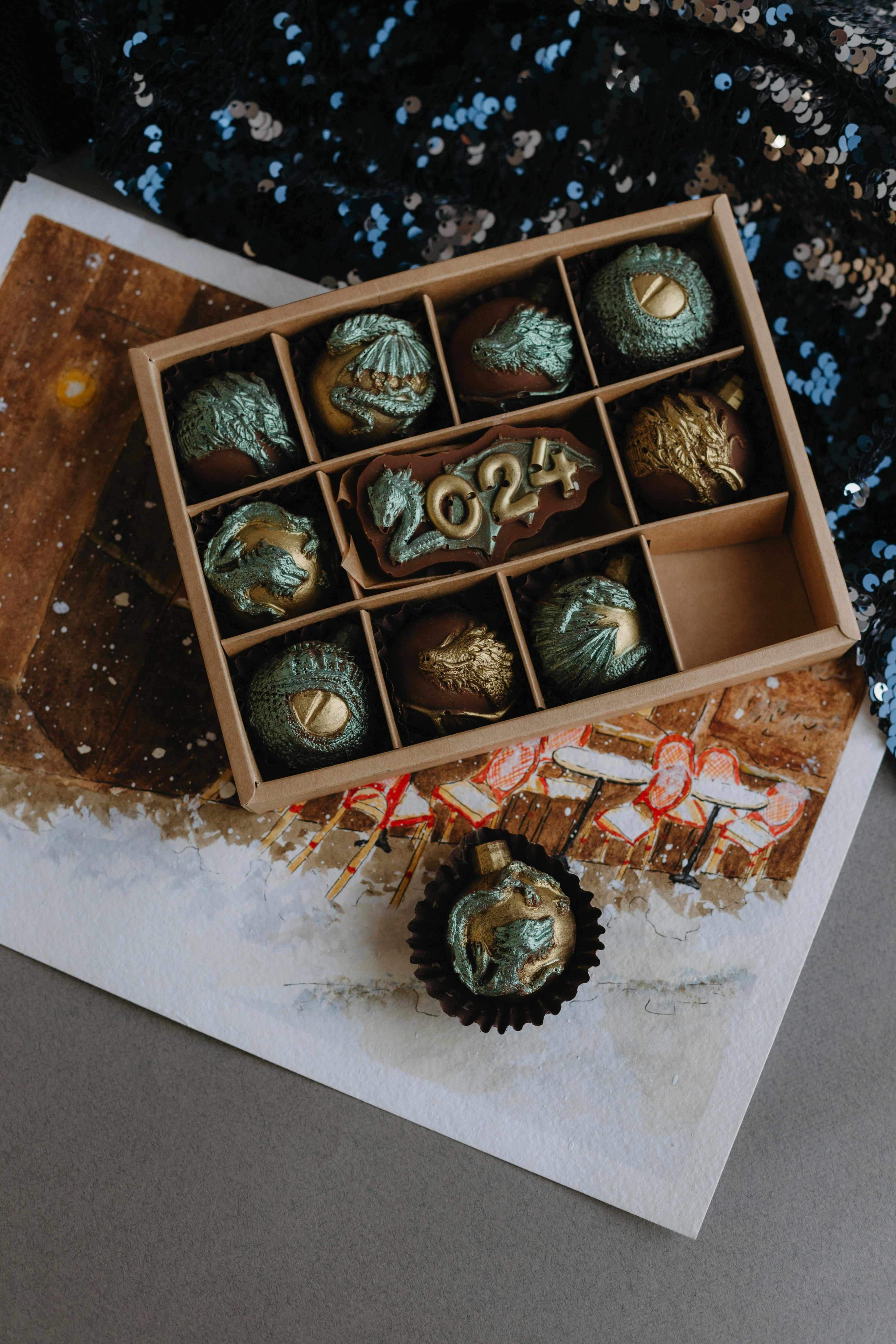 Decorated Chocolates in Box · Free Stock Photo