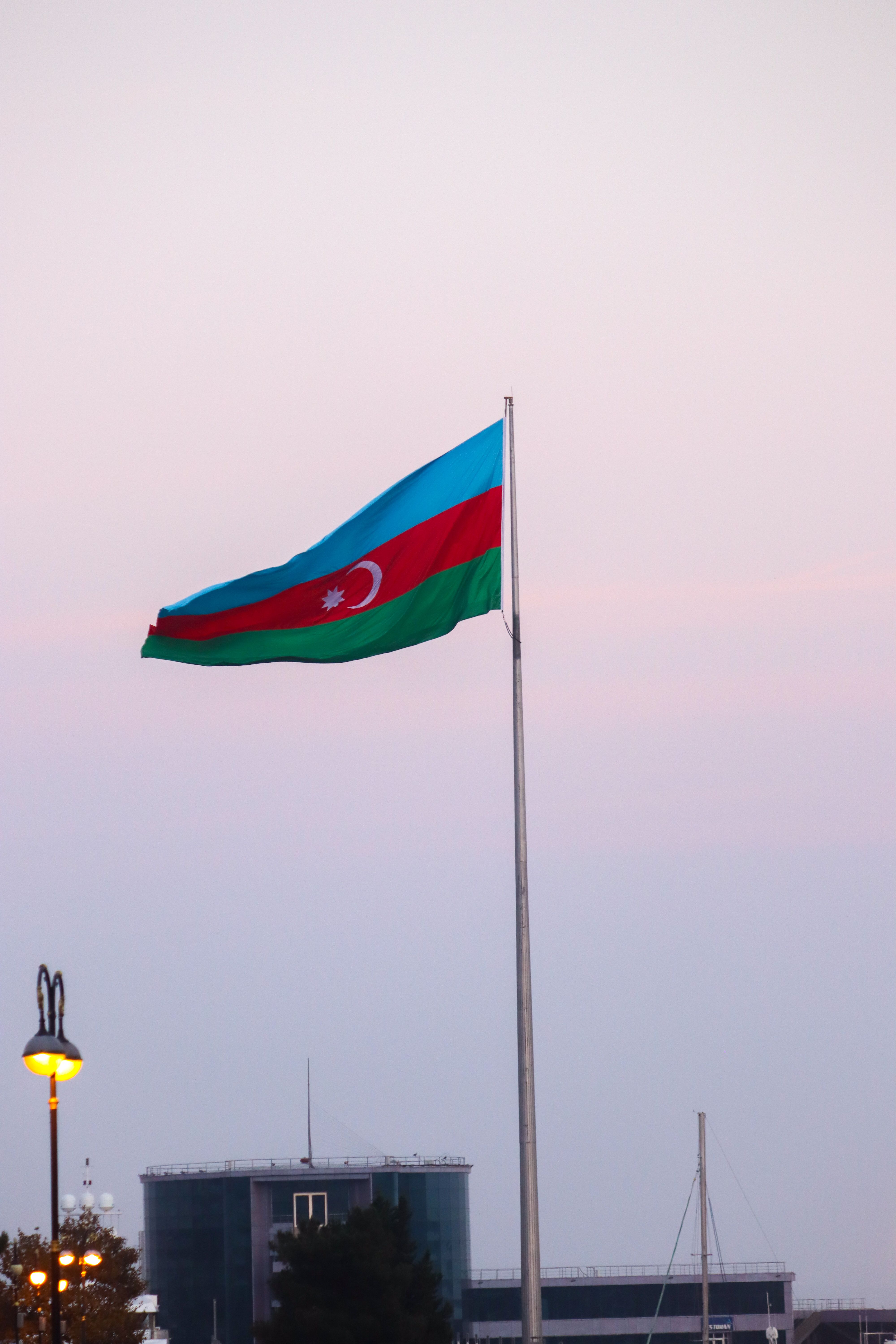 Azerbaijan Flag on Pole · Free Stock Photo