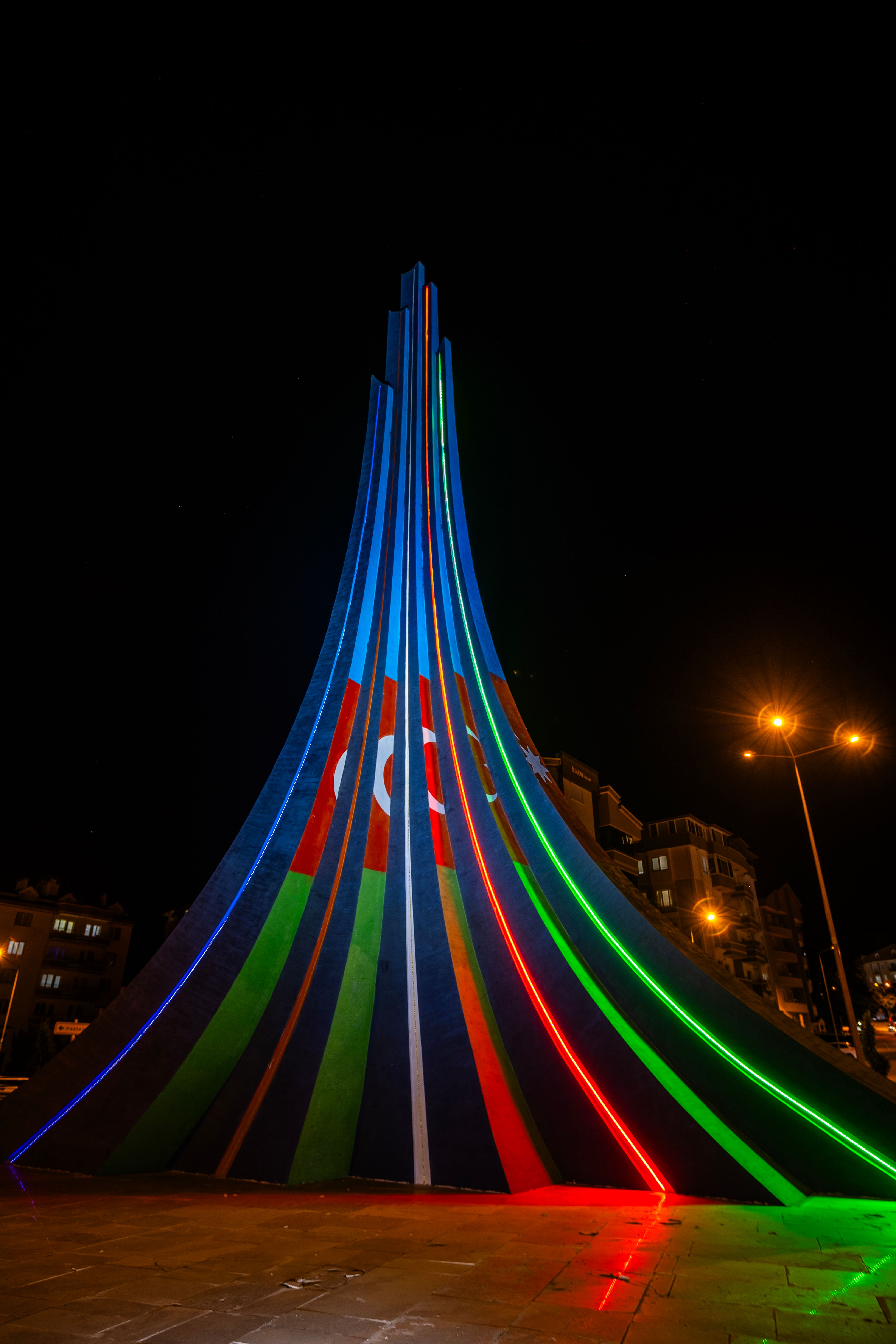 Neon Decoration with a Turkish Flag by Night · Free Stock Photo