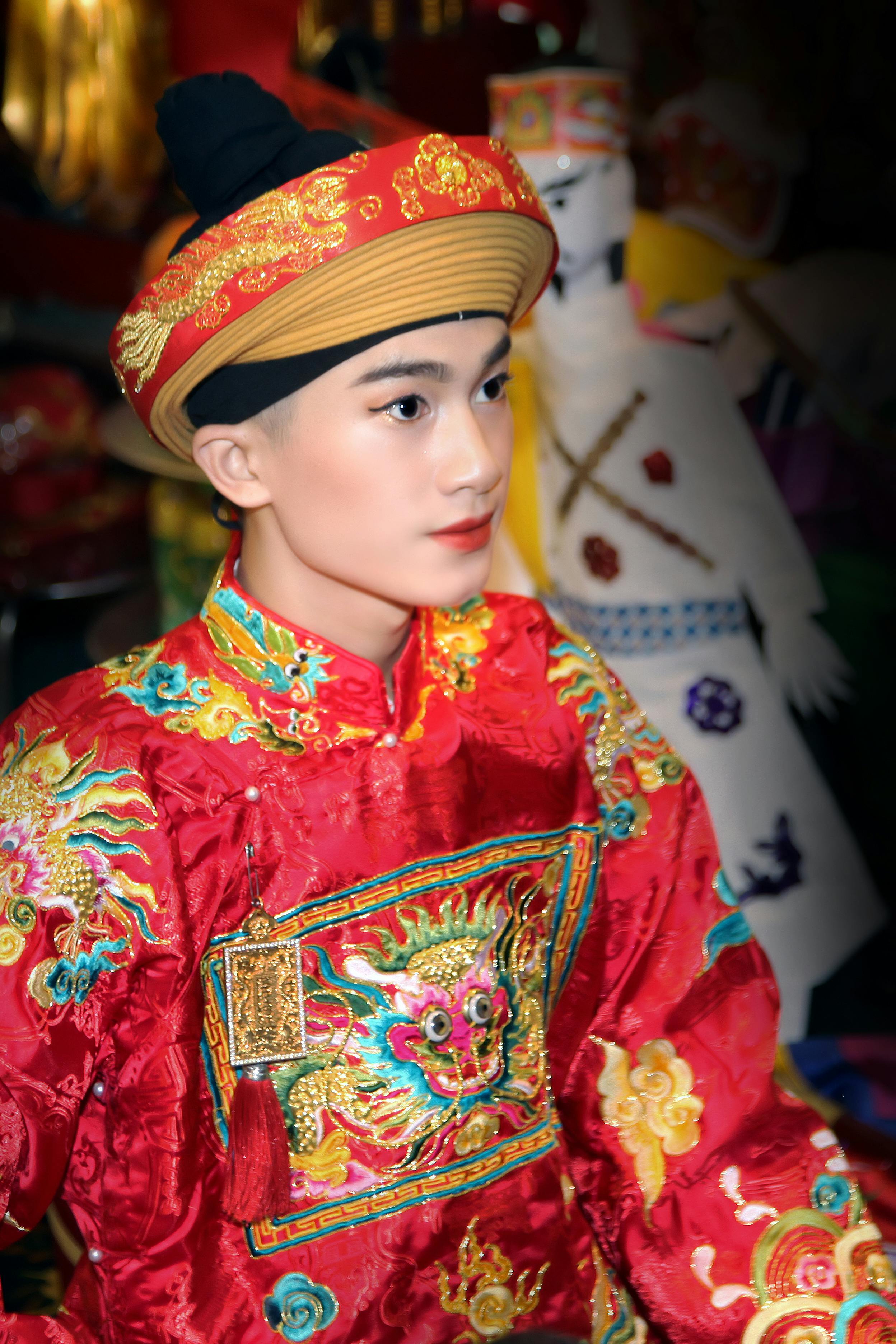 Man in Ornately Embroidered Red Cos · Free Stock Photo