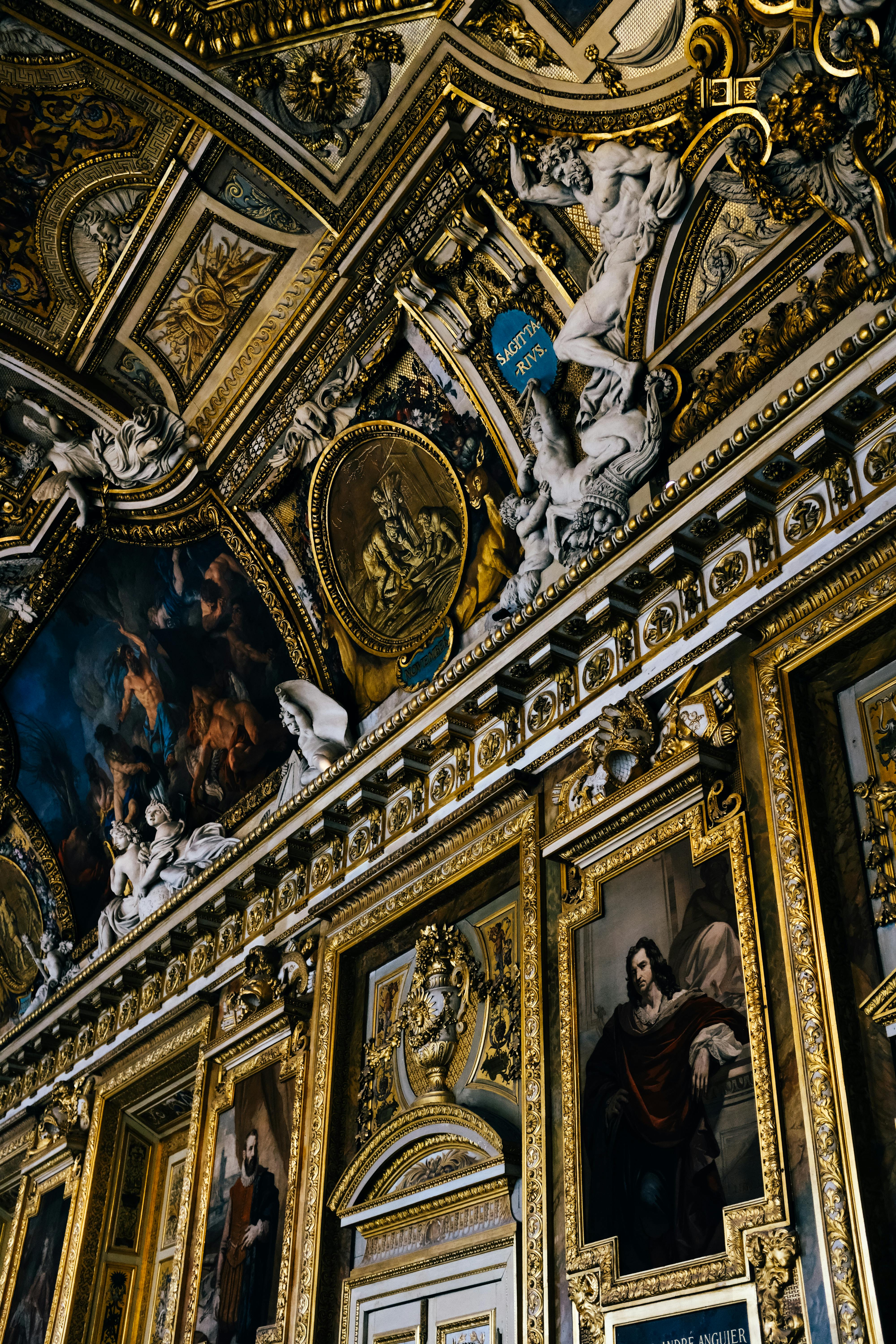 Ornate Interior of the Louvre in Paris, France · Free Stock Photo