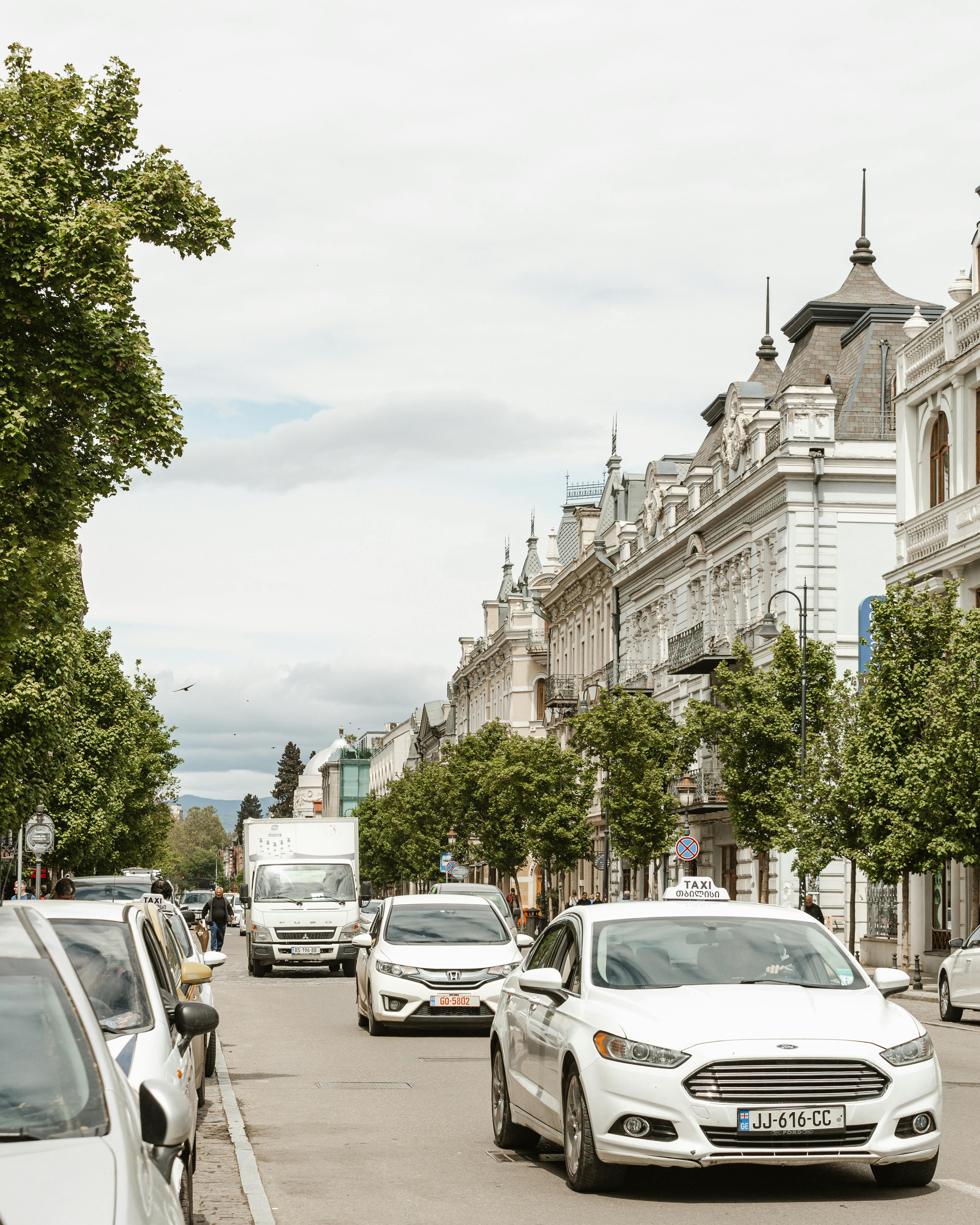 White Cars on Street with Trees around · Free Stock Photo