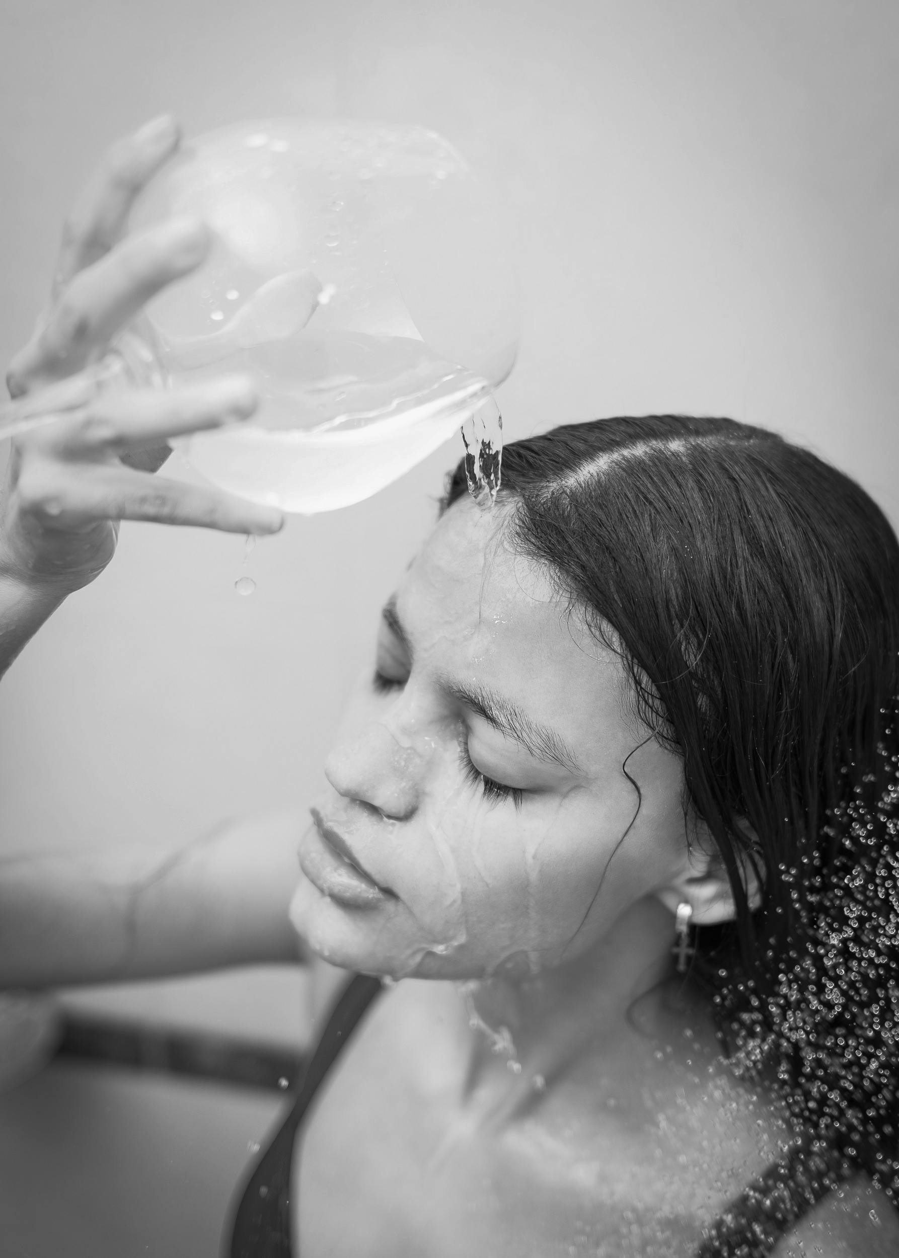 Woman Pouring Water from Glass to Head · Free Stock Photo