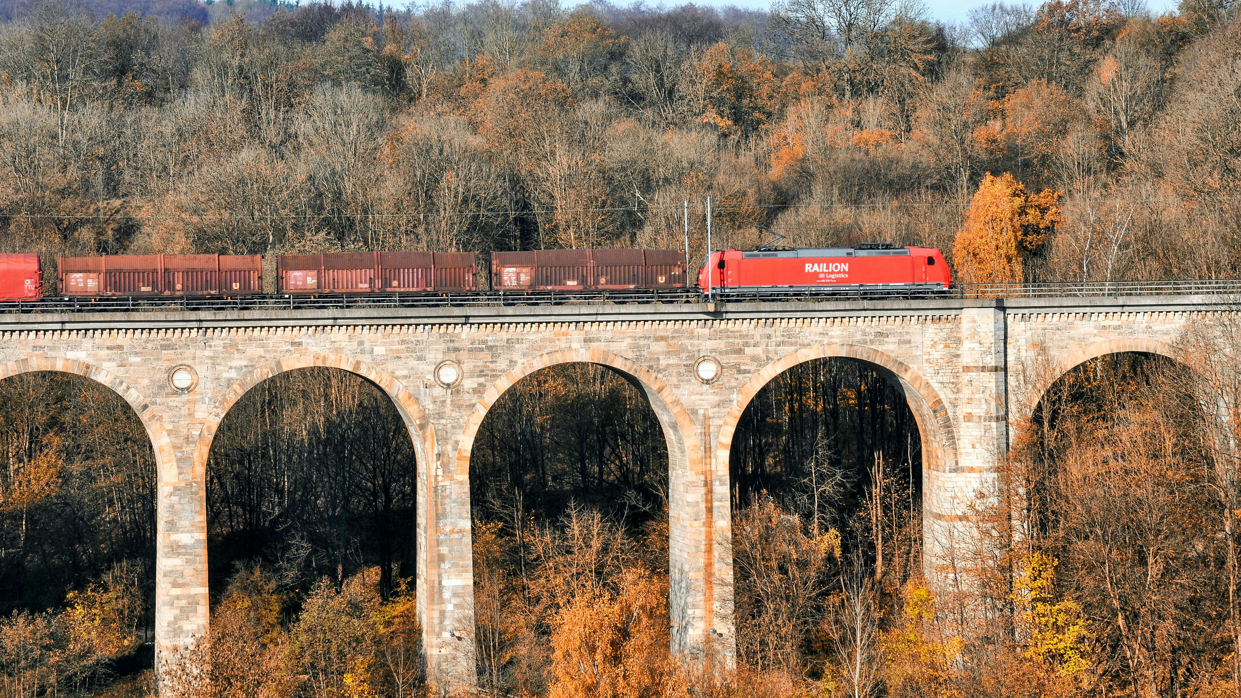 Cargo Train on Railway Bridge · Free Stock Photo