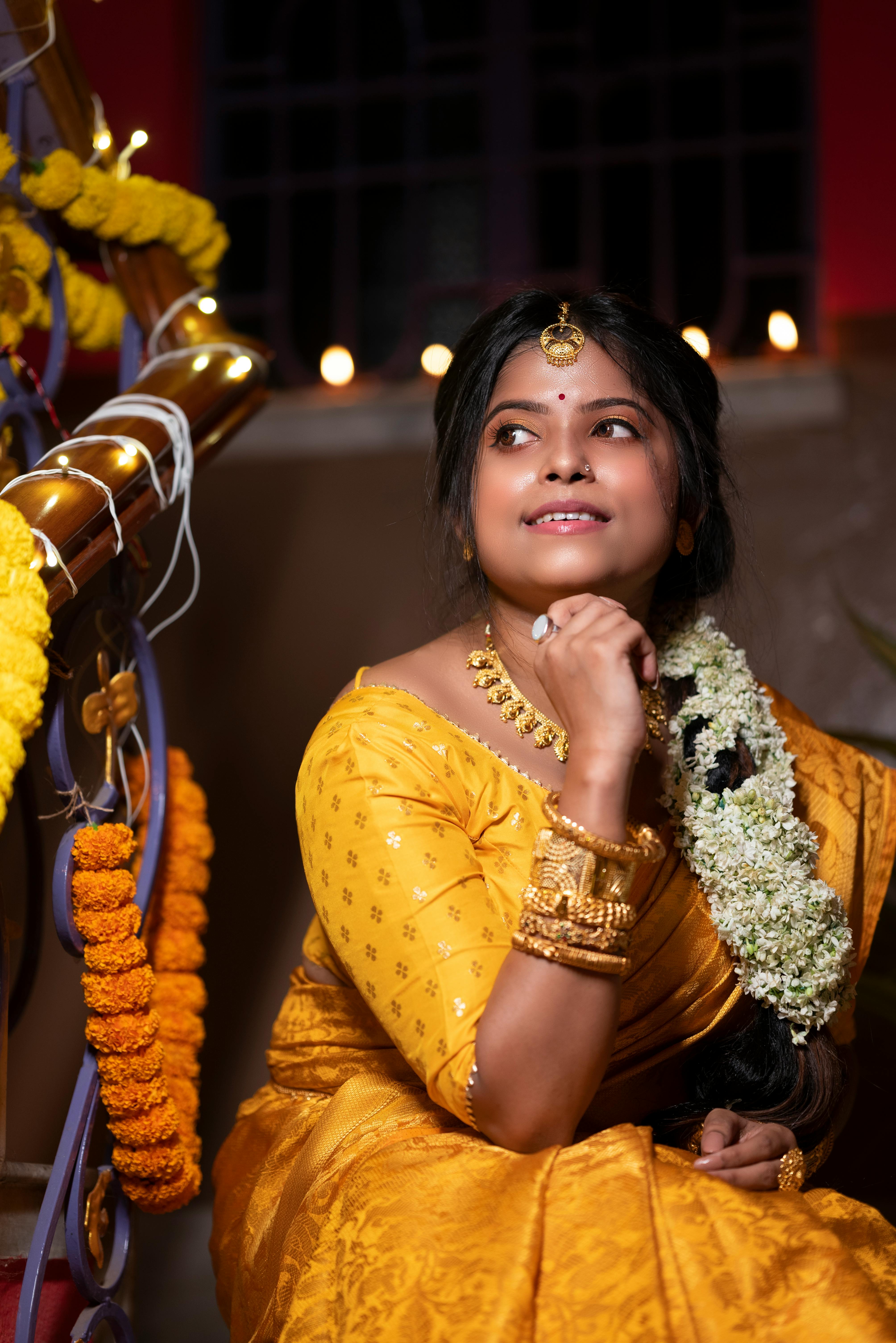 Smiling Woman in Yellow, Traditional Dress · Free Stock Photo