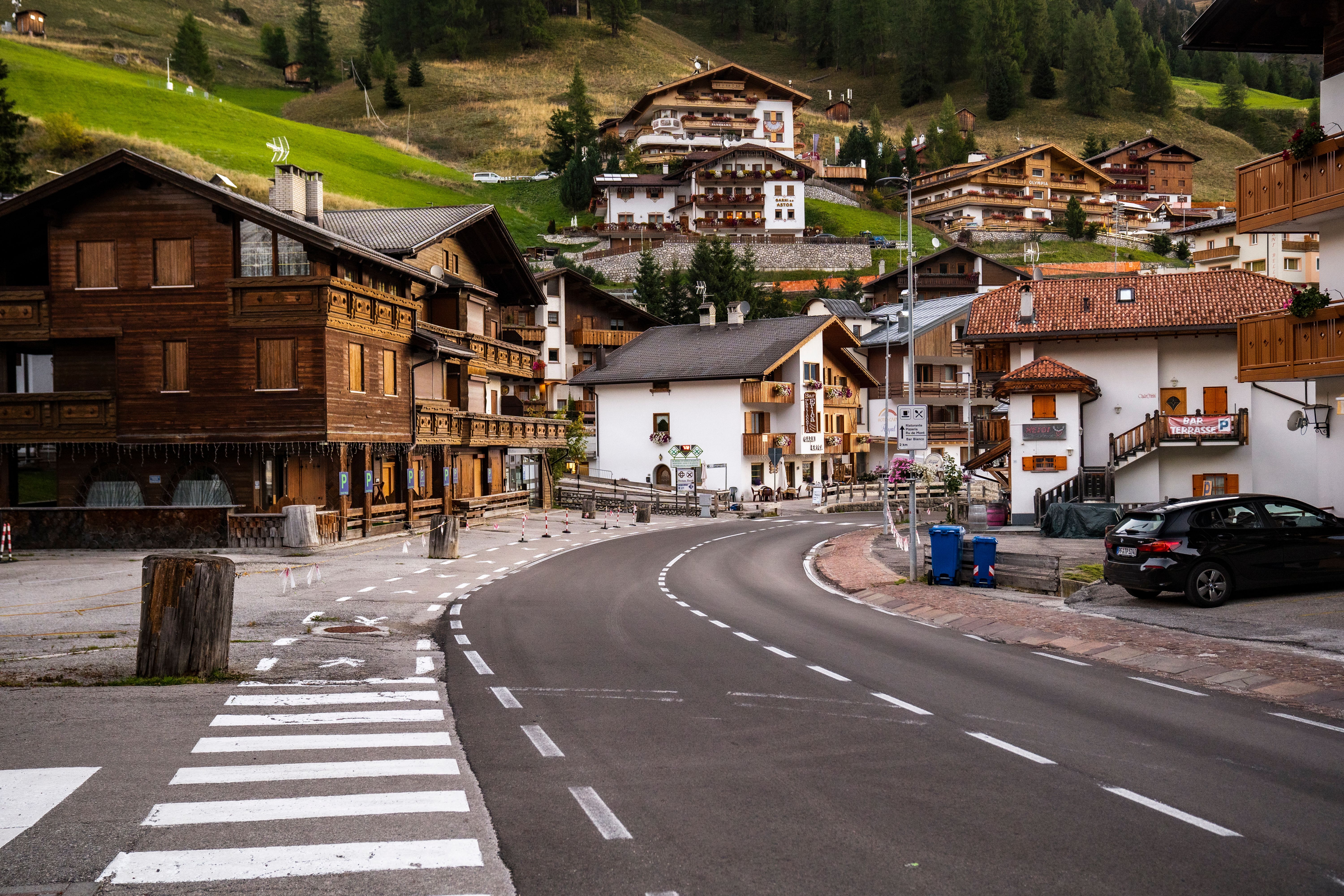 View of a Street between Houses and Resorts in Arabba in Dolomites ...