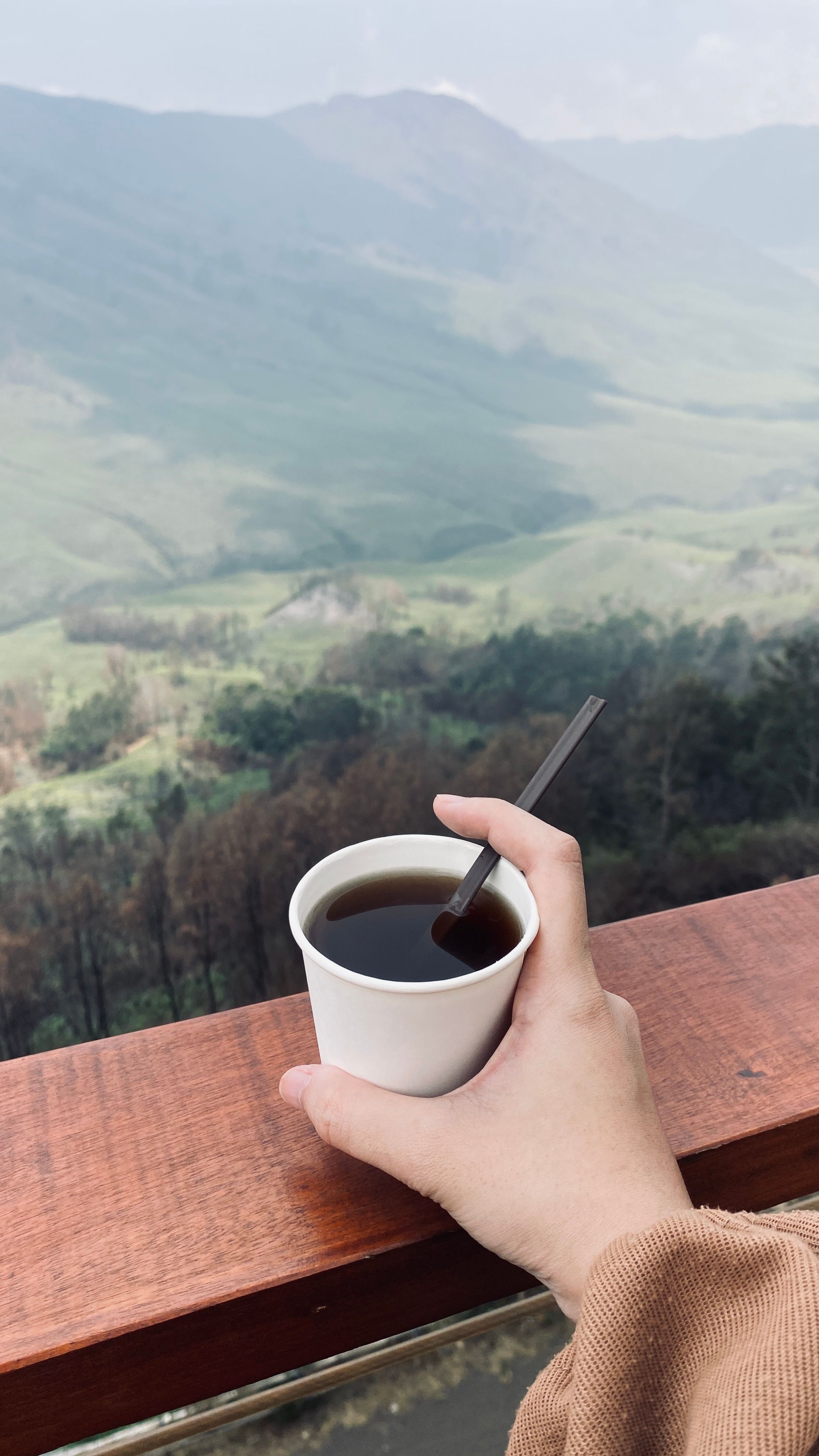 Drinking Coffee on the Terrace Above the Valley · Free Stock Photo