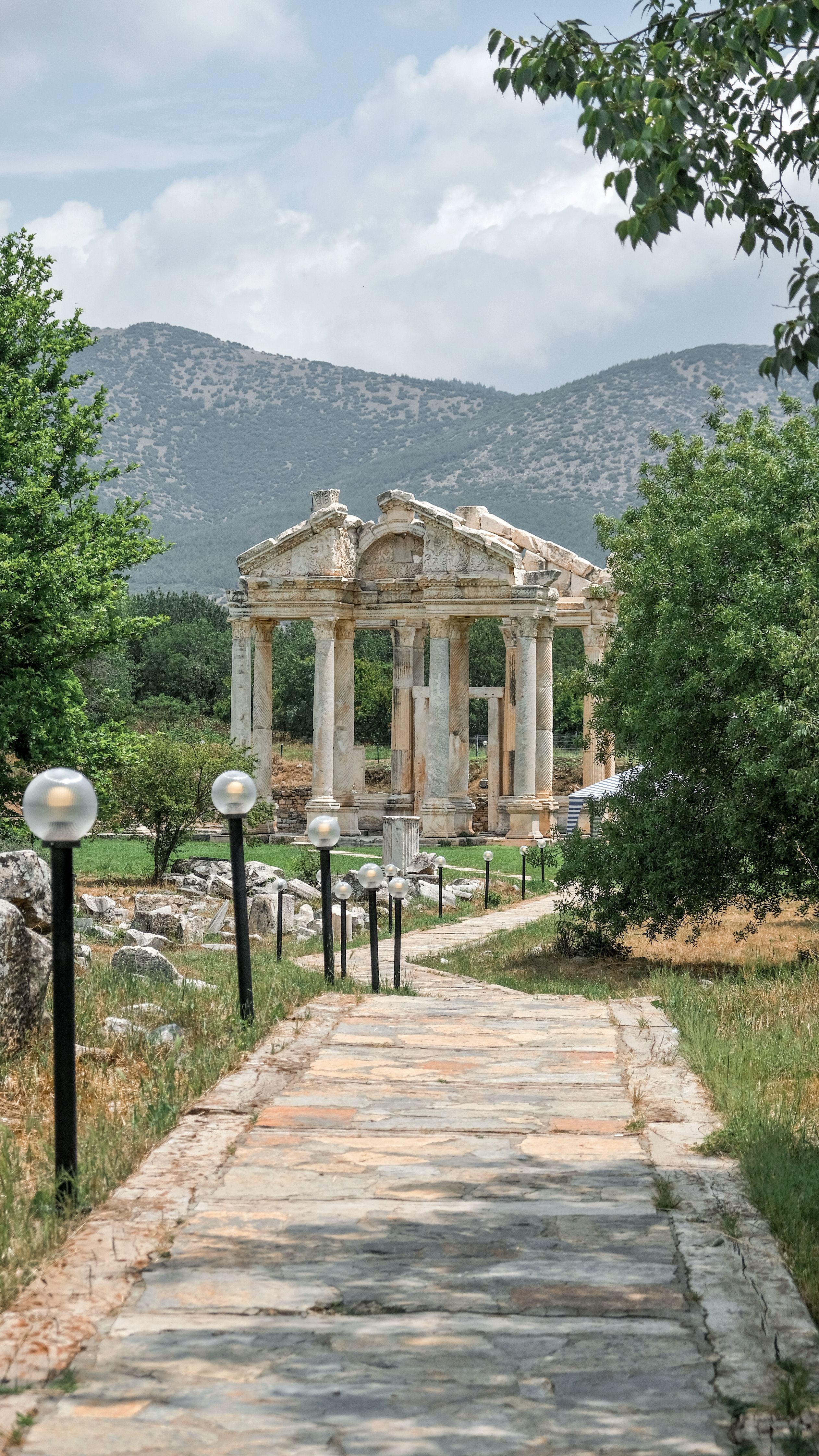 Walkway to Tetrapylon Gateway in Ruins of Ancient Greek Town ...