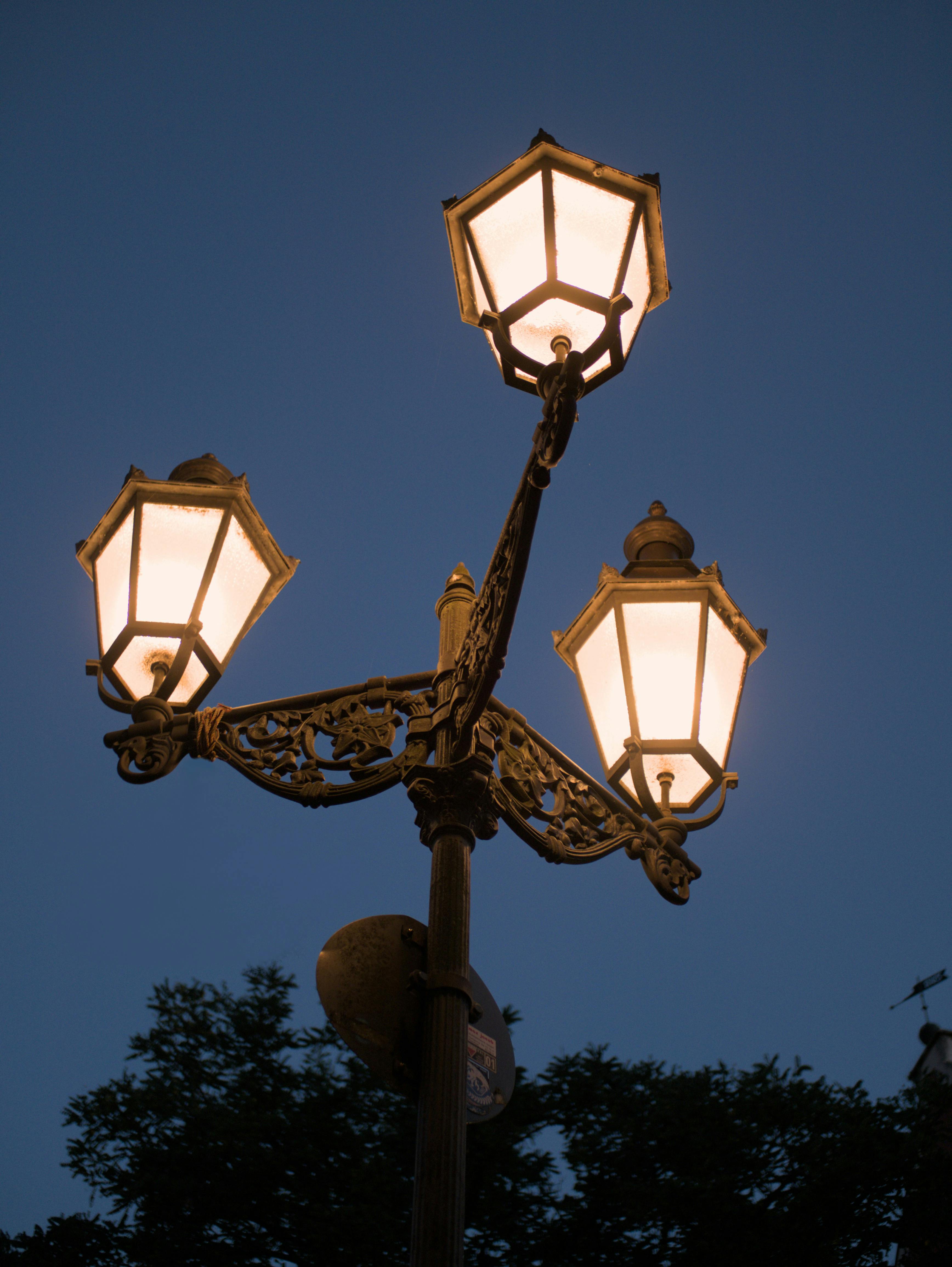 Illuminated Decorative Streetlight · Free Stock Photo