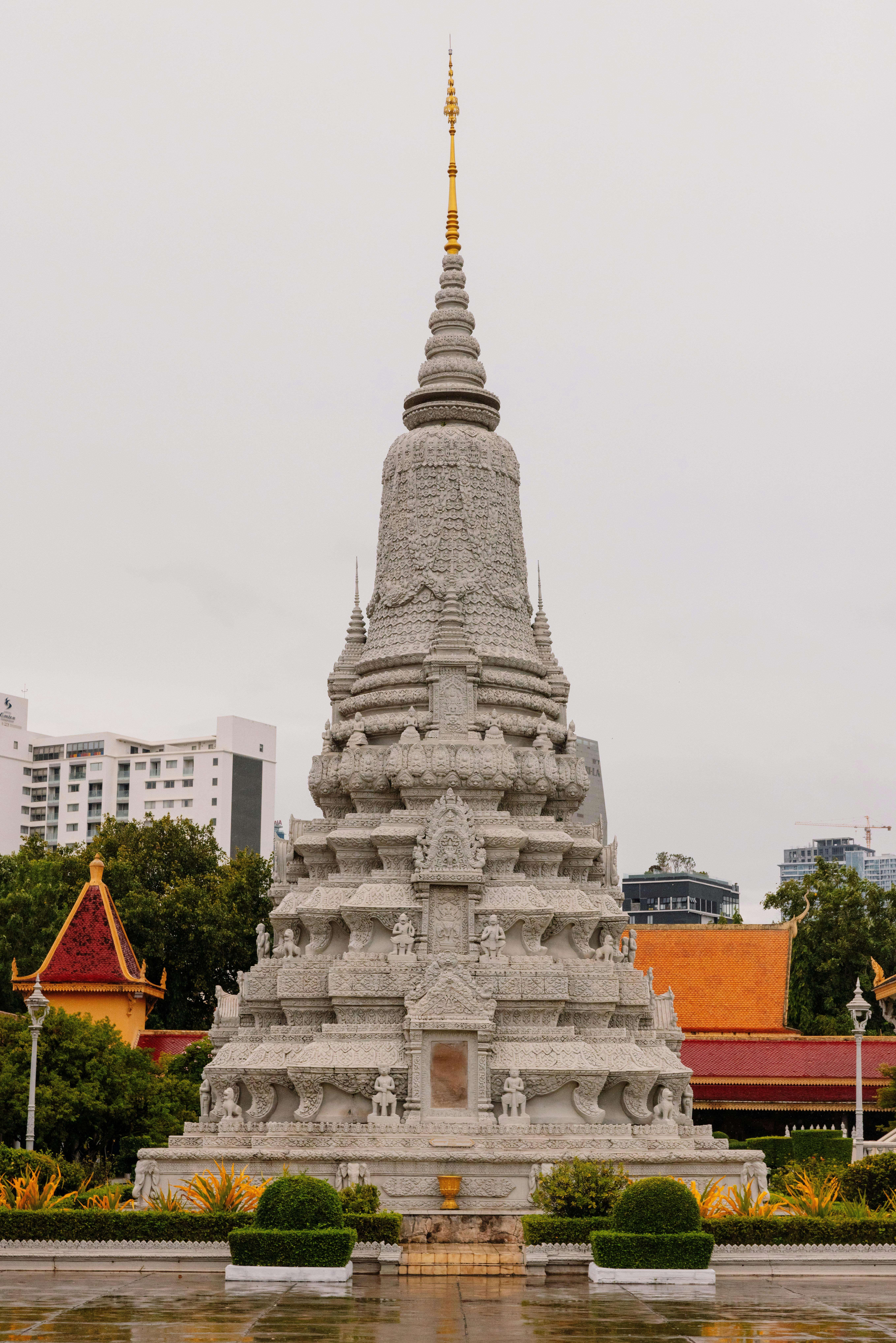Aerial View of Wat Phnom, Doun Penh, Phnom Penh, Cambodia · Free Stock ...