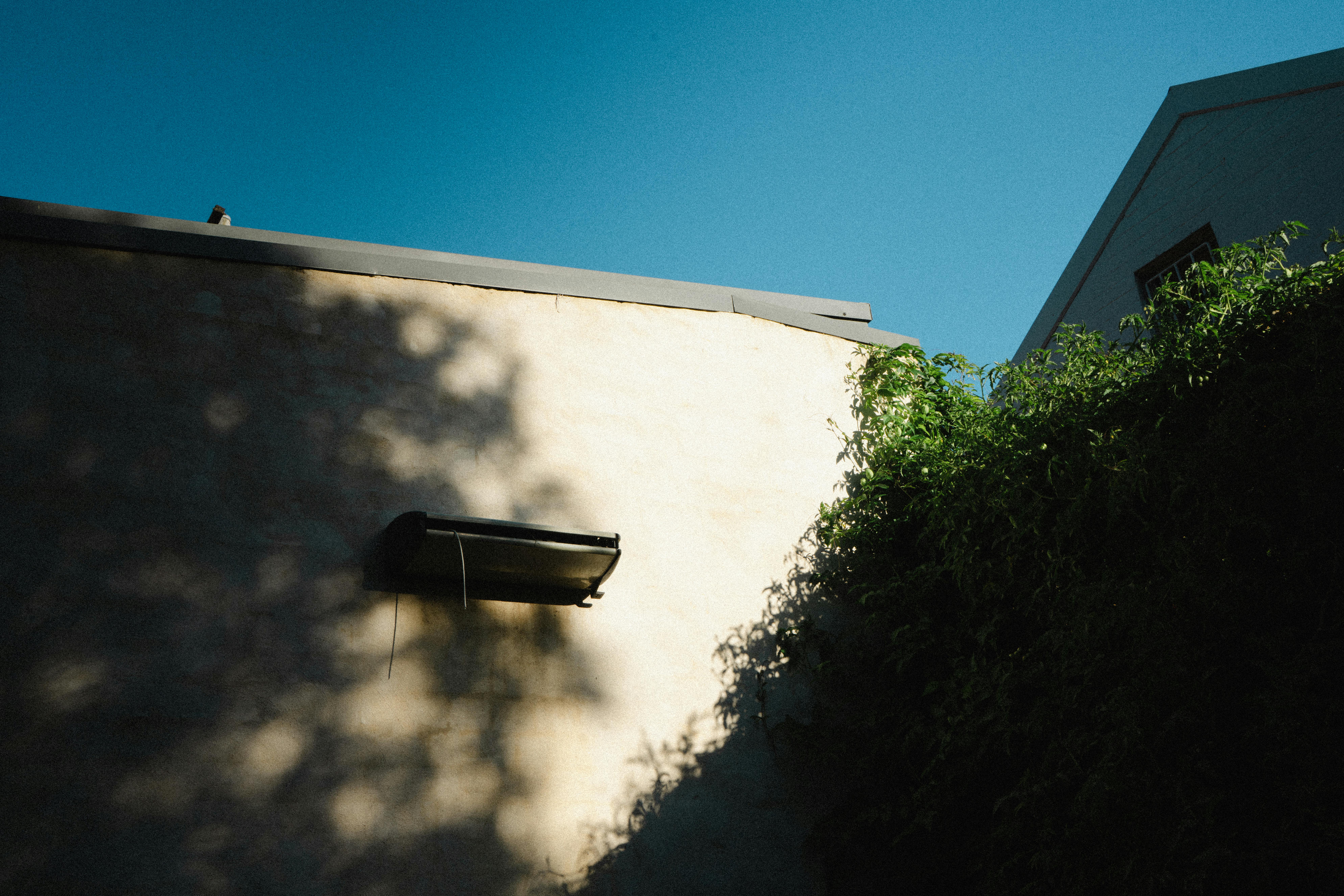 Building Wall and Hedge in Shadow · Free Stock Photo