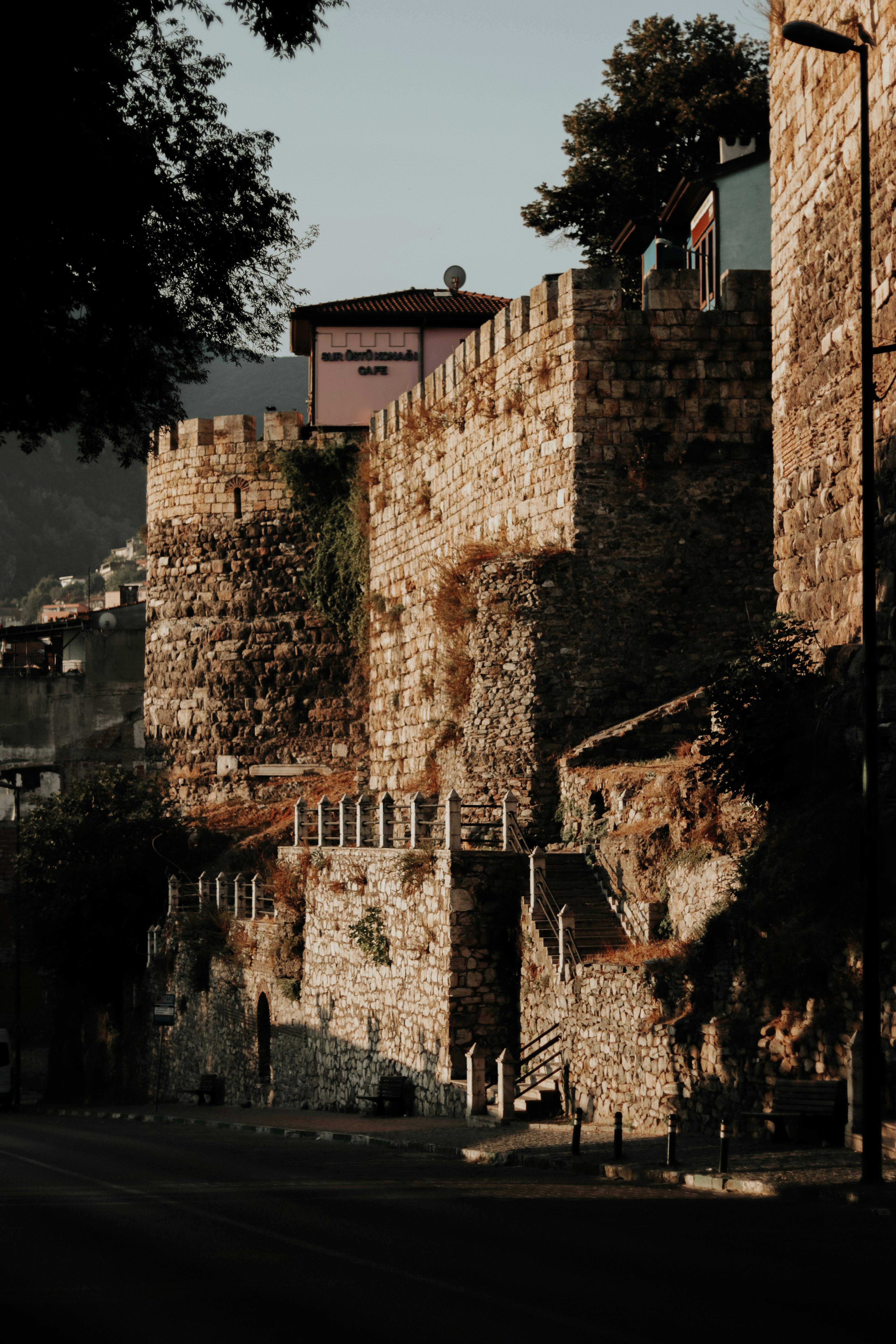 Stone Walls of Bursa Castle at Sunset · Free Stock Photo