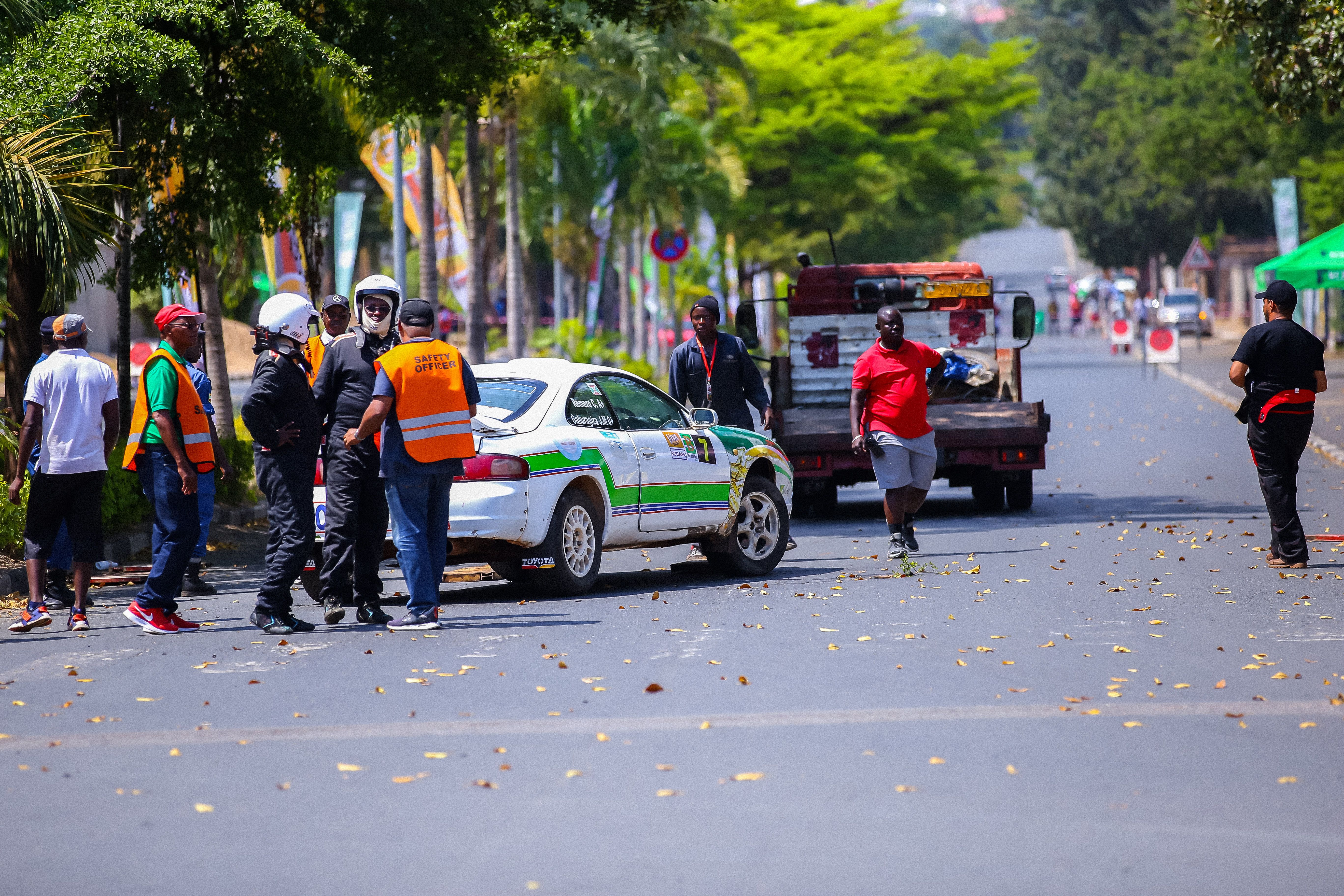 Crew and Race Staff Next to Broken Toyota Celica GT-Four Standing ...