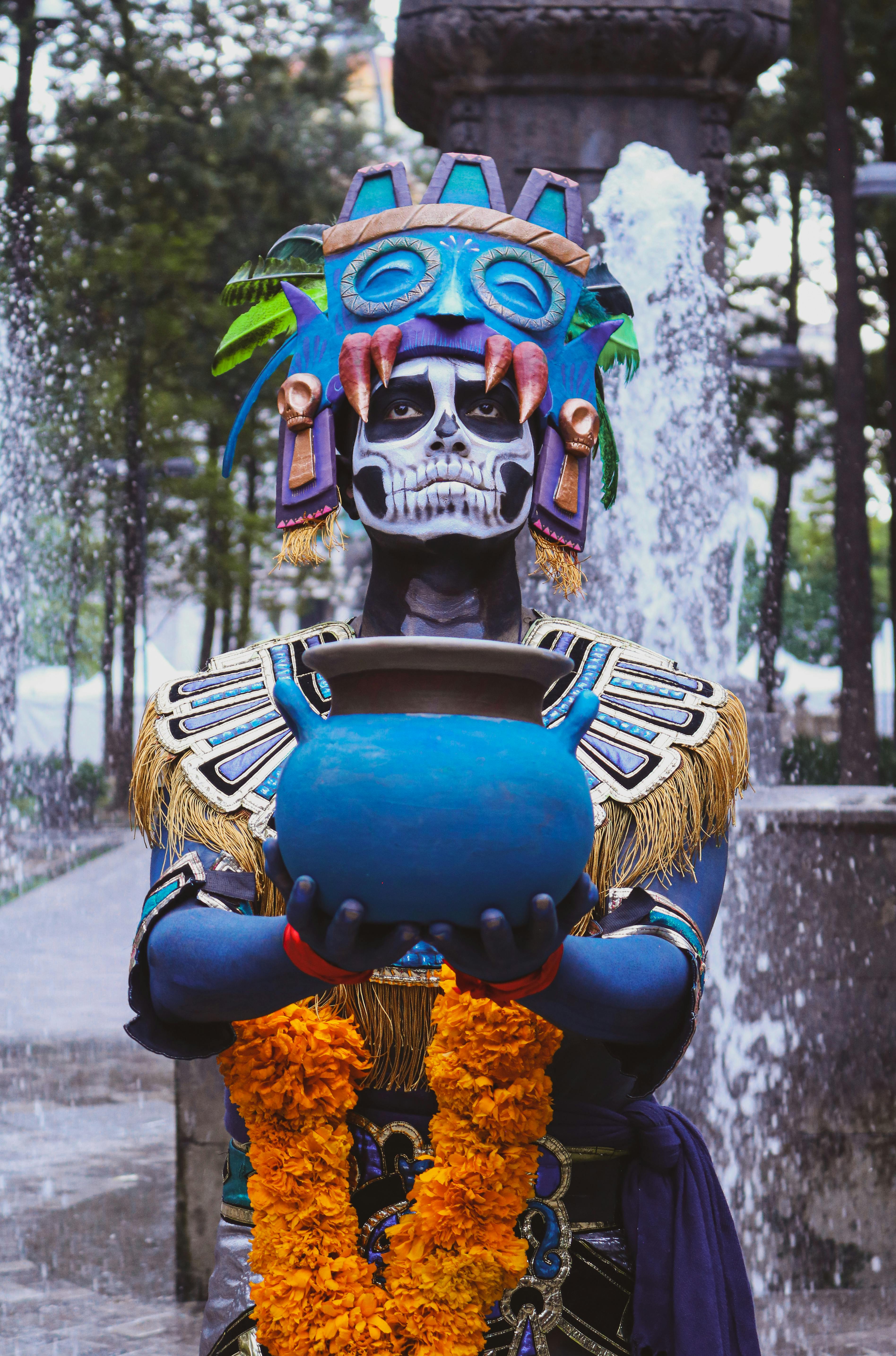 Skeleton of Mayan Priest with a Jug in His Outstretched Hands · Free ...