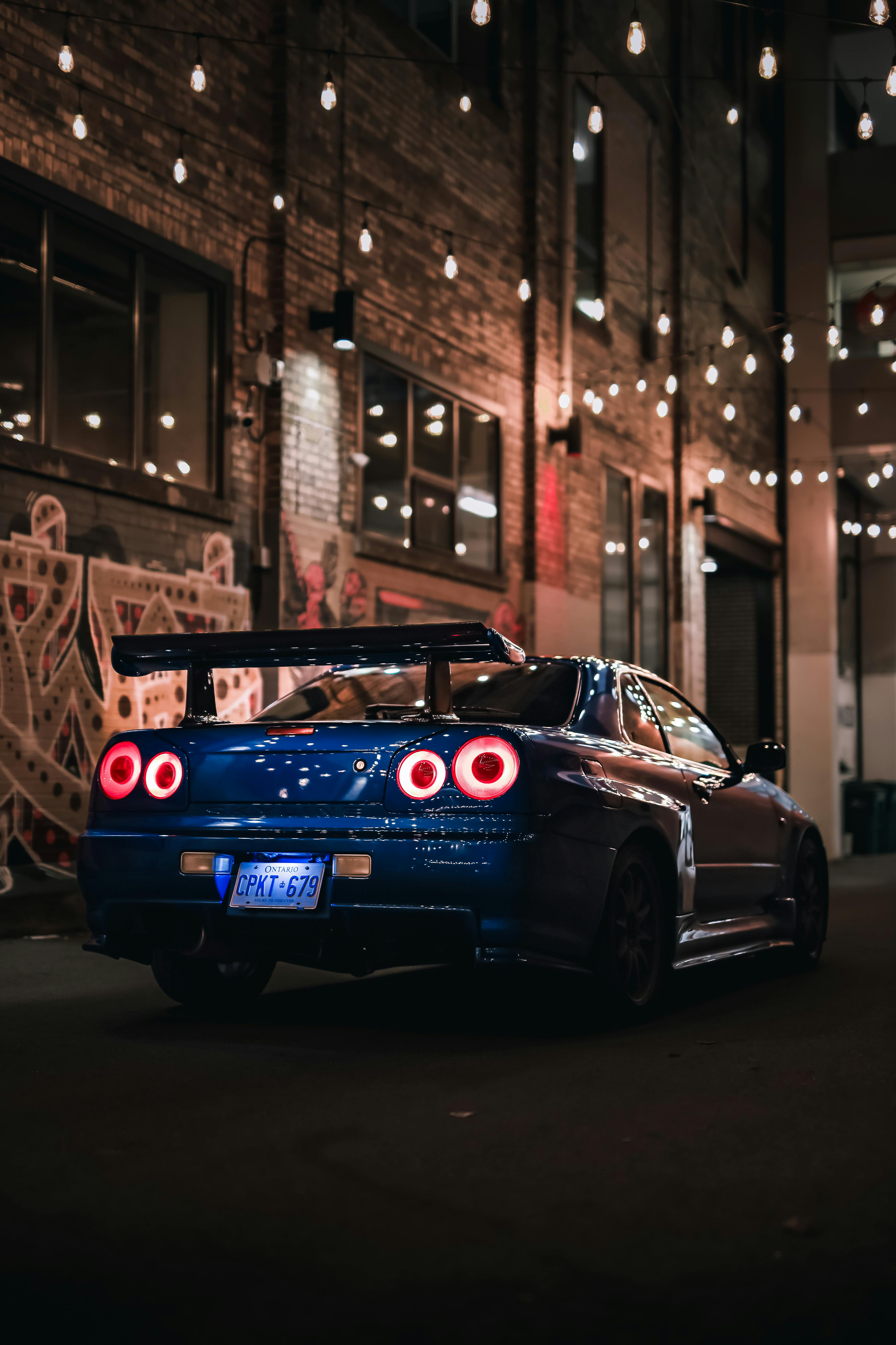 Nissan Skyline in Back View at Night · Free Stock Photo