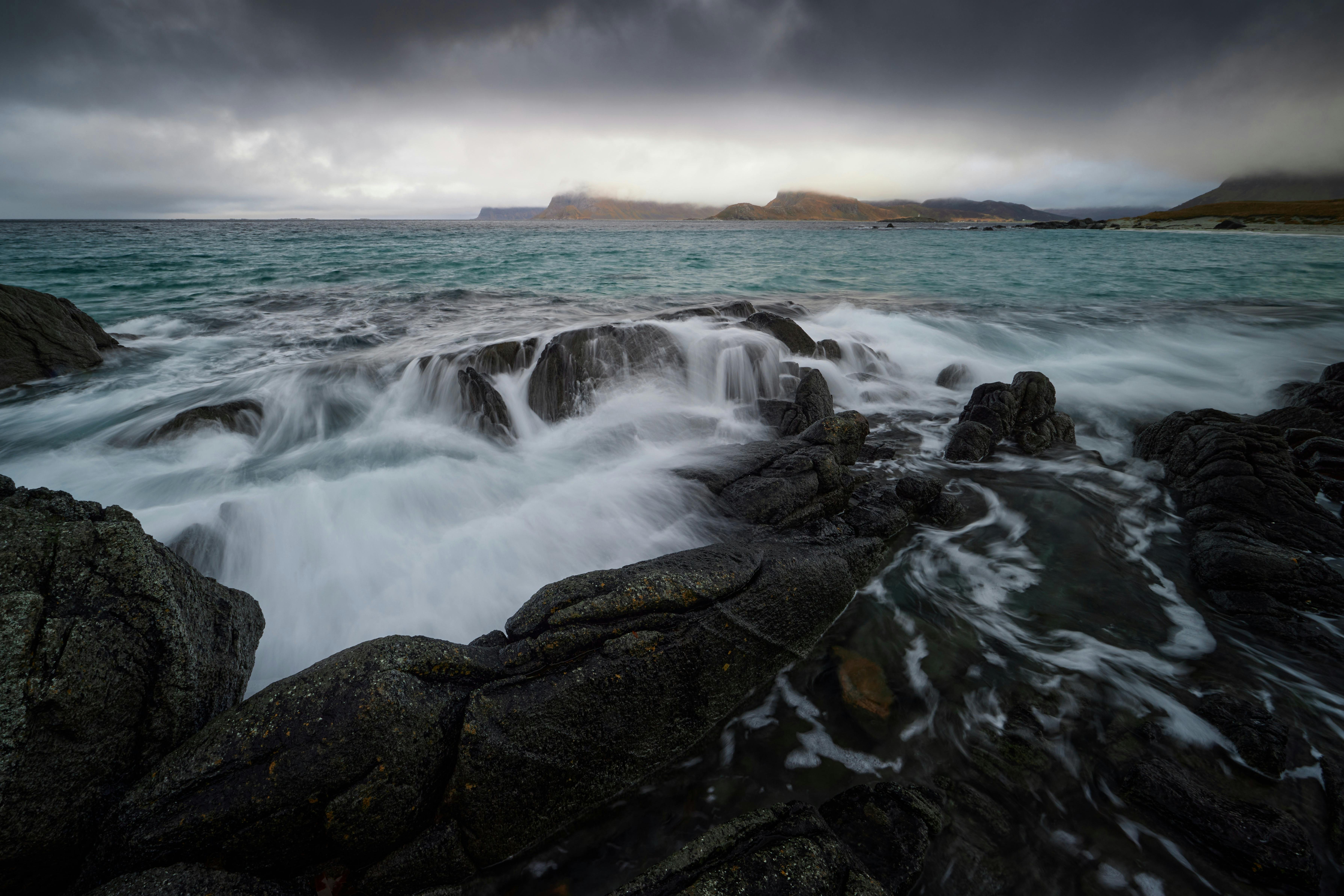 Sea Waves Crashing Rock Monoliths · Free Stock Photo