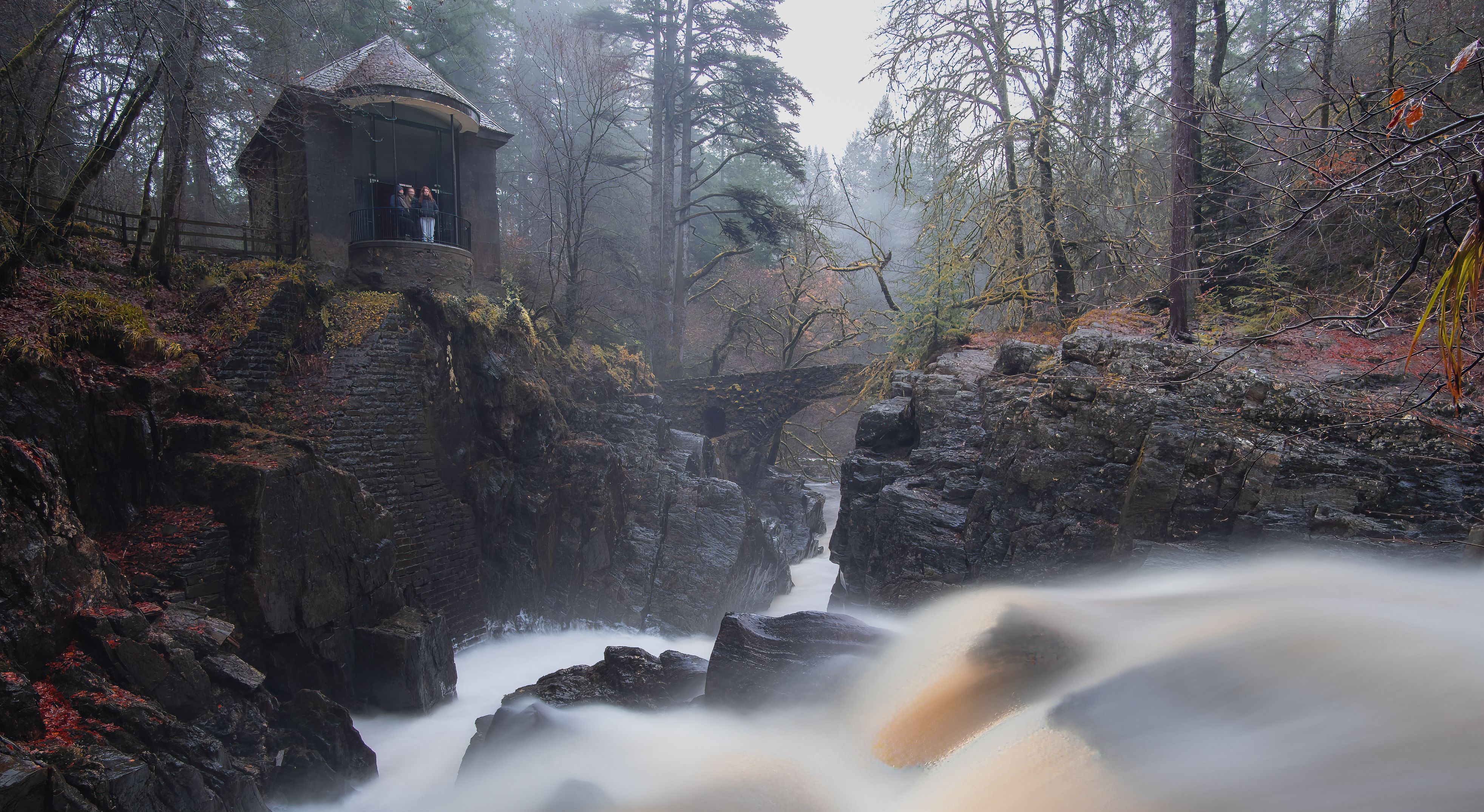 Ossians Hall Folly, with Black Linn Falls and Bridge, Scotland · Free ...
