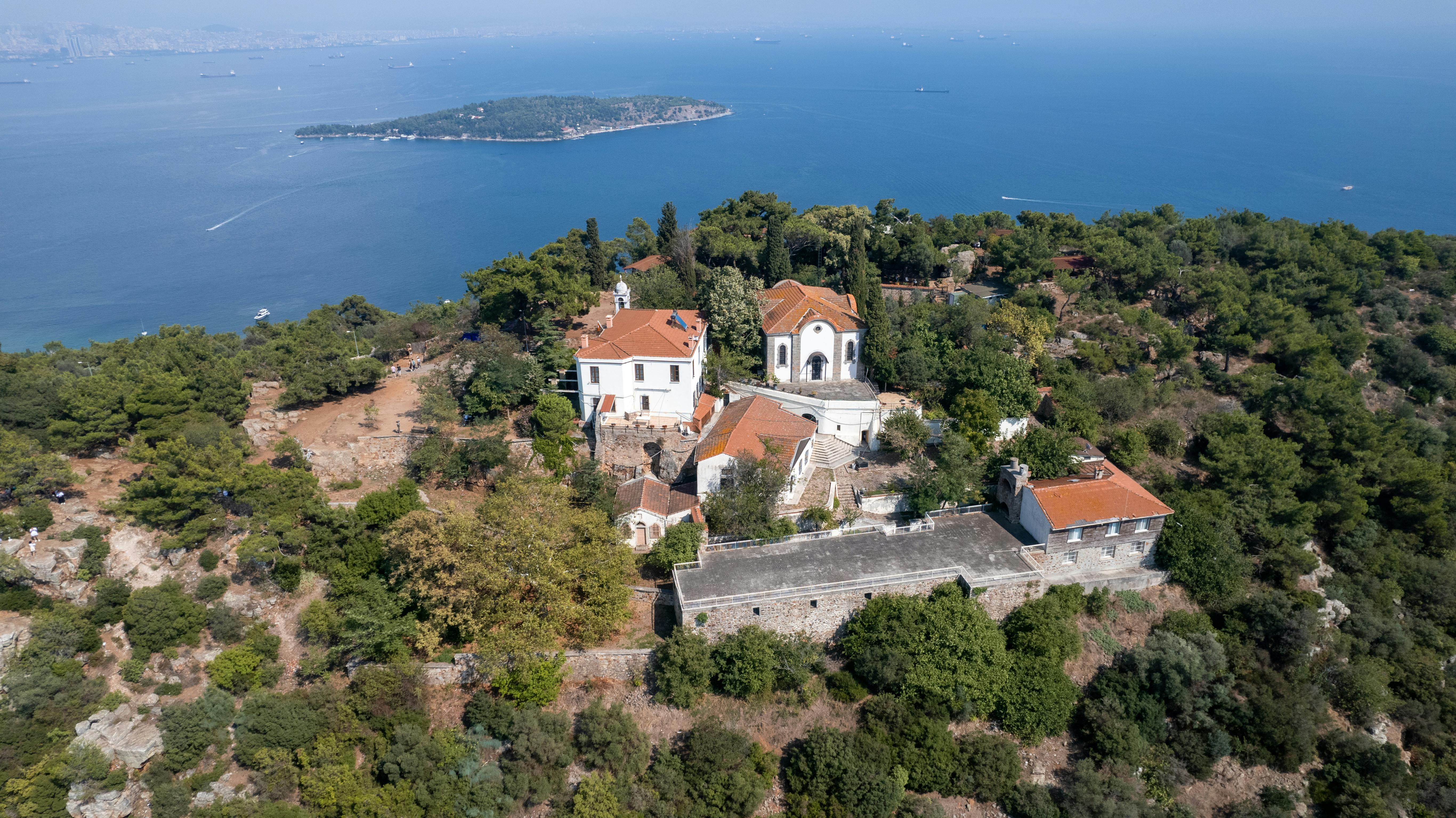 Drone Shot of the Aya Yorgi Church, Buyukada in Istanbul, Turkey · Free ...