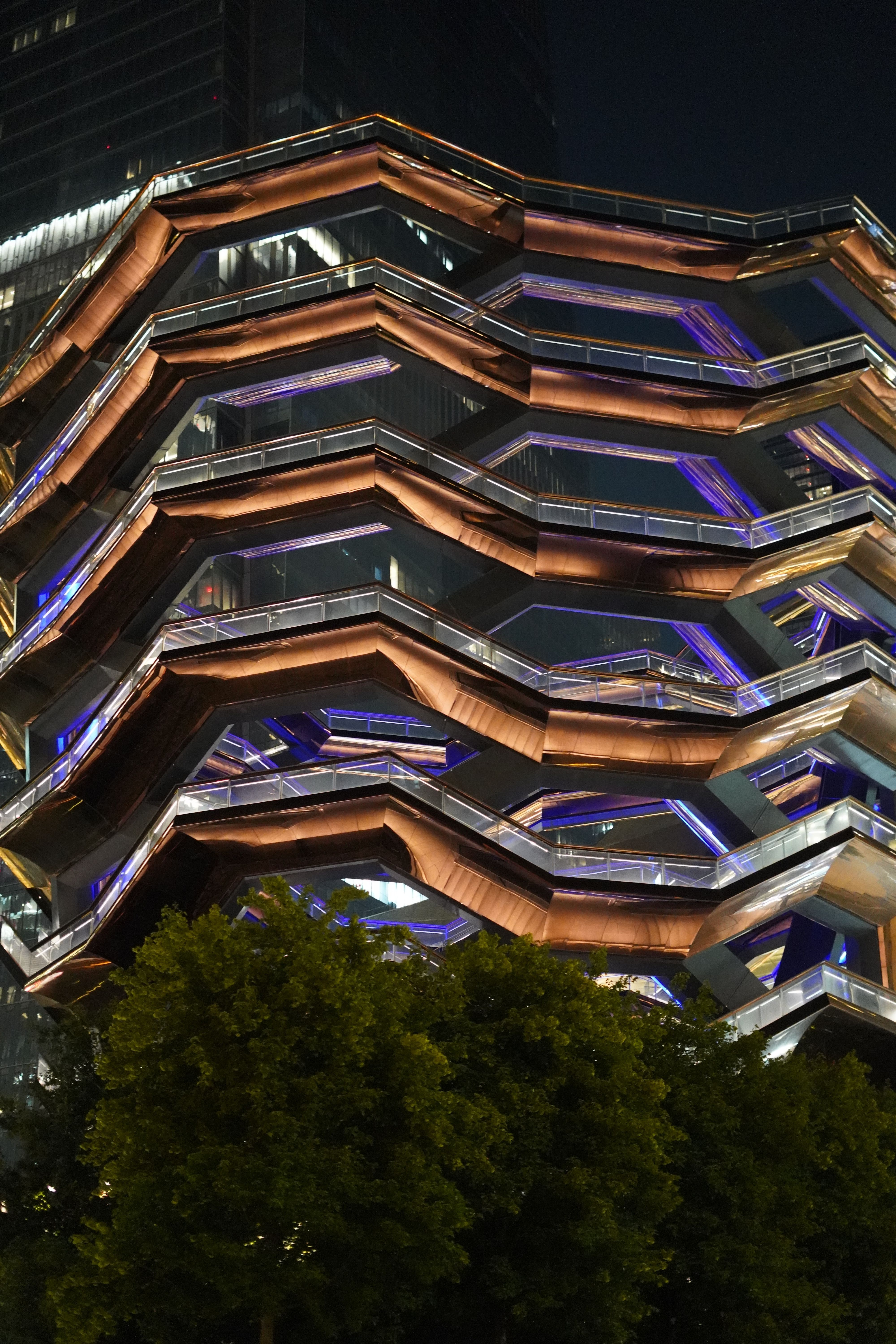 Illuminated Facade of the Vessel Building in New York City, New York ...