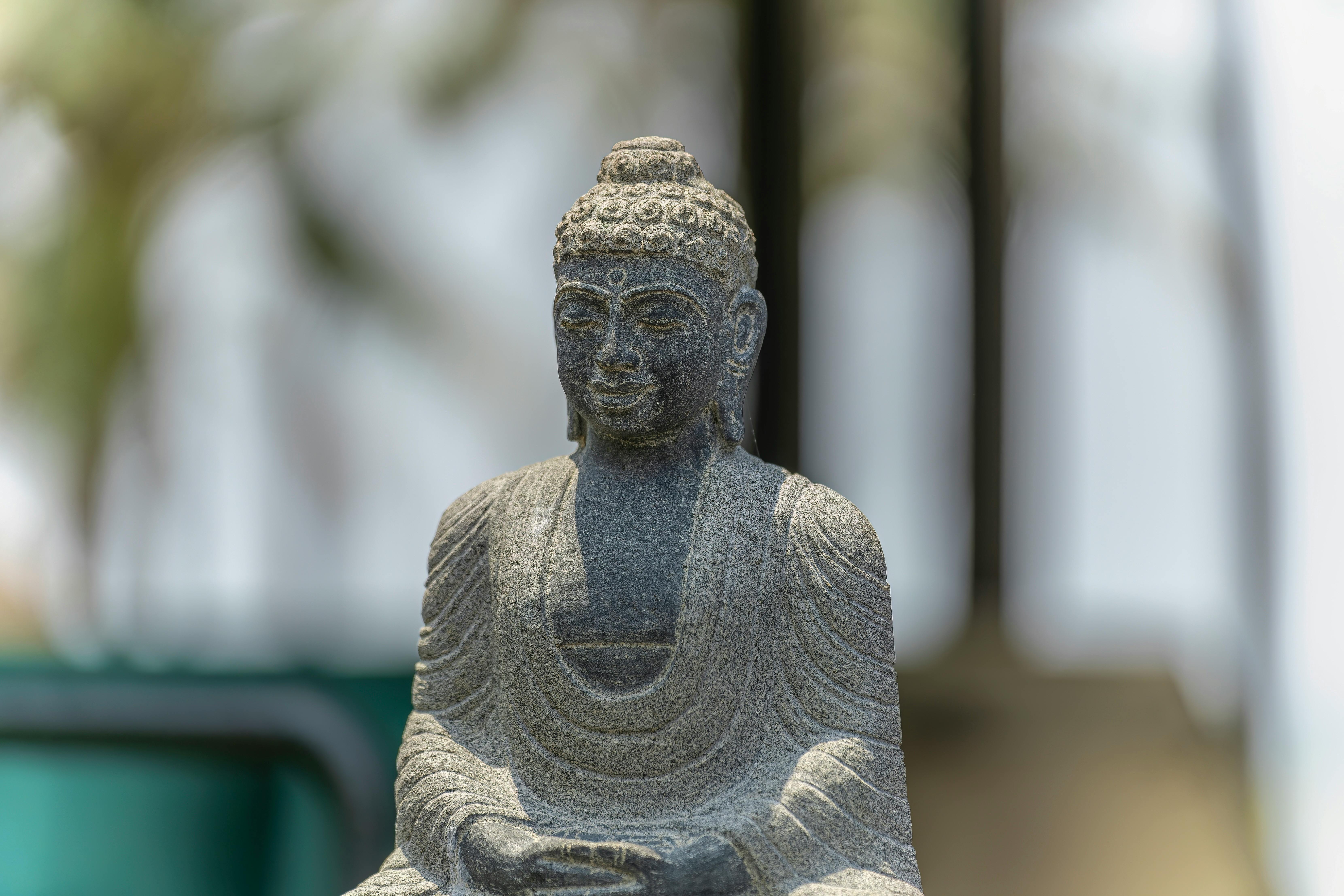 Buddha Statue Grayscale Photo · Free Stock Photo