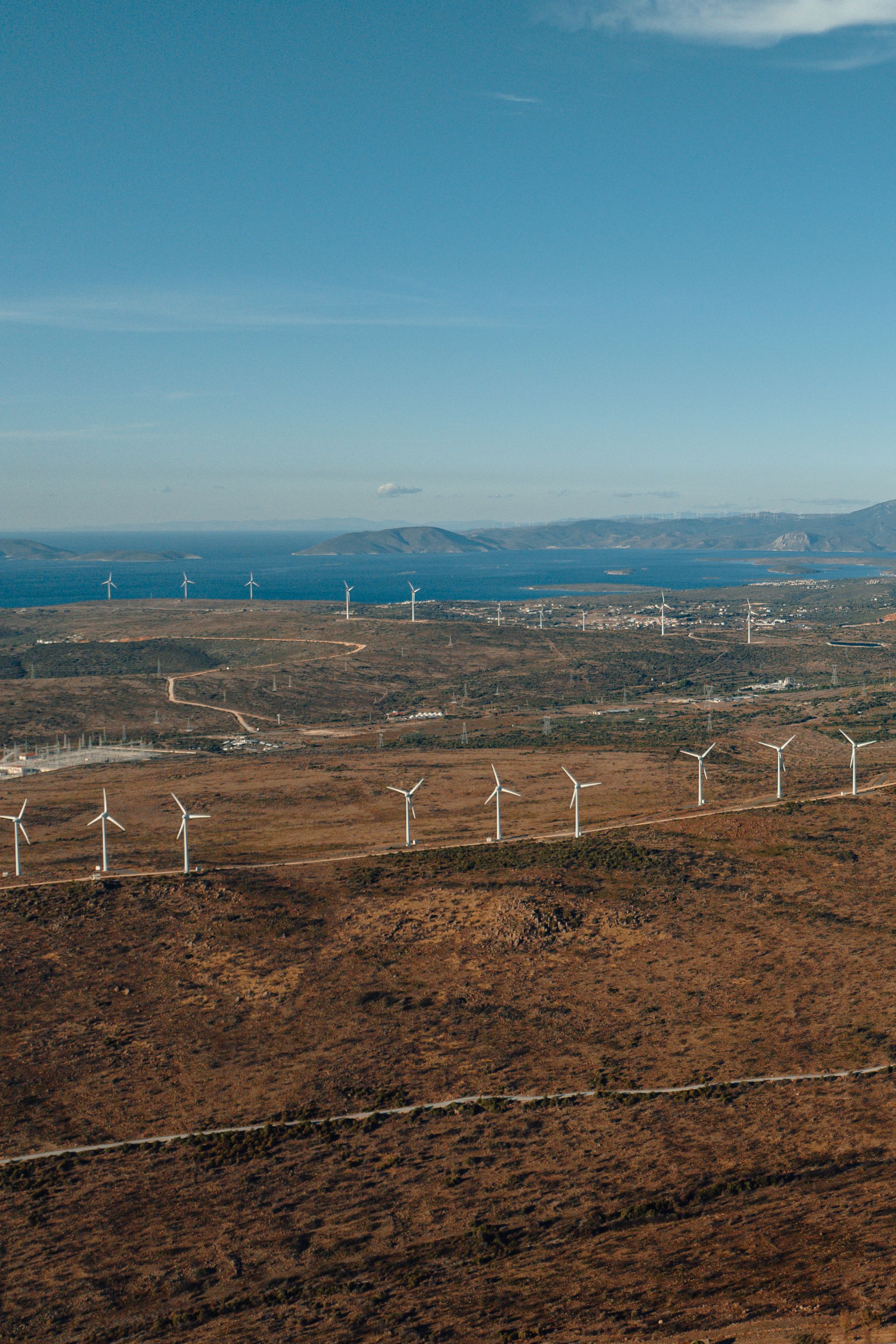 Aerial View of a Wind Farm by the Sea · Free Stock Photo