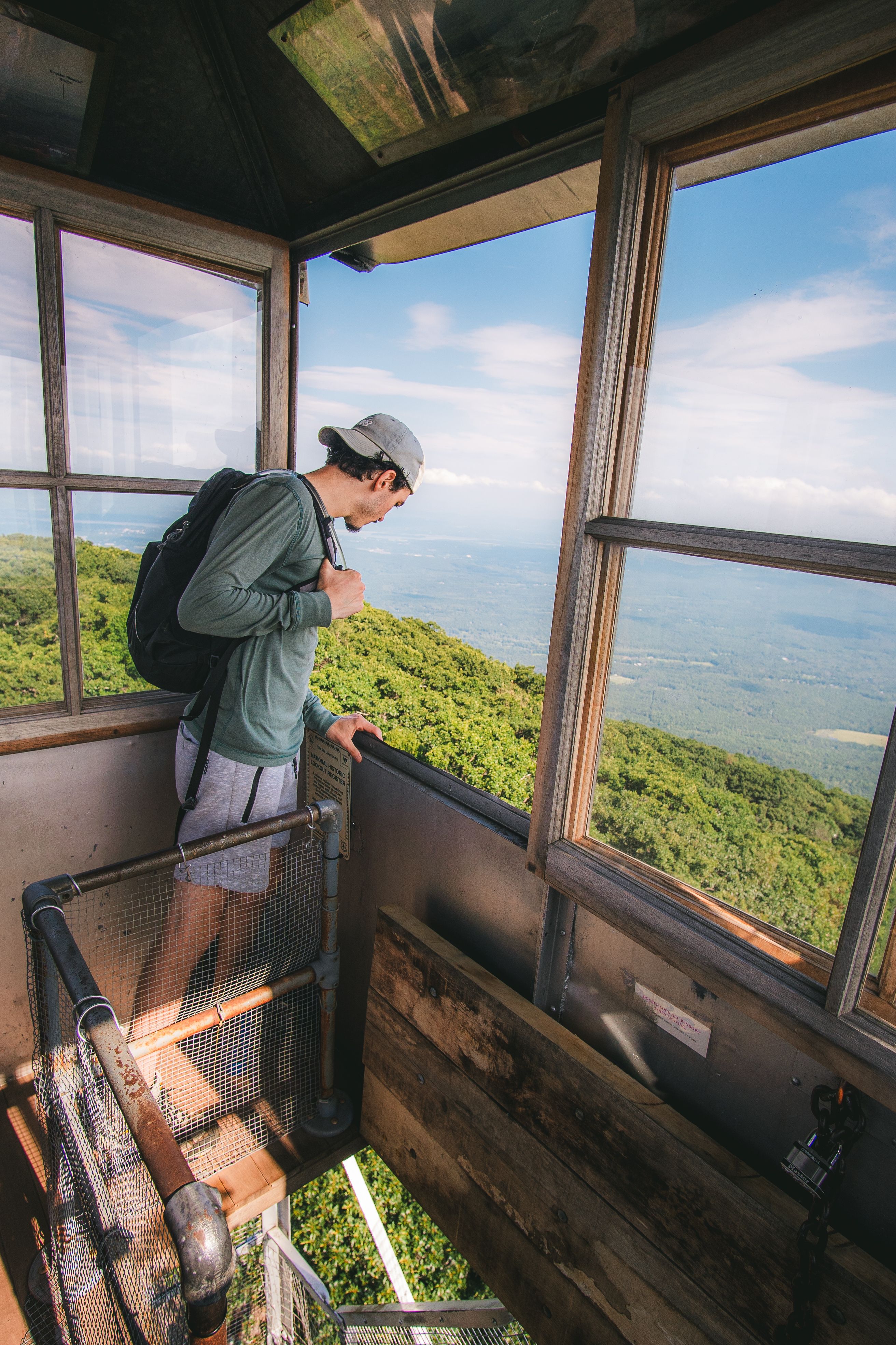 Man Looking Down from Tower in Forest · Free Stock Photo