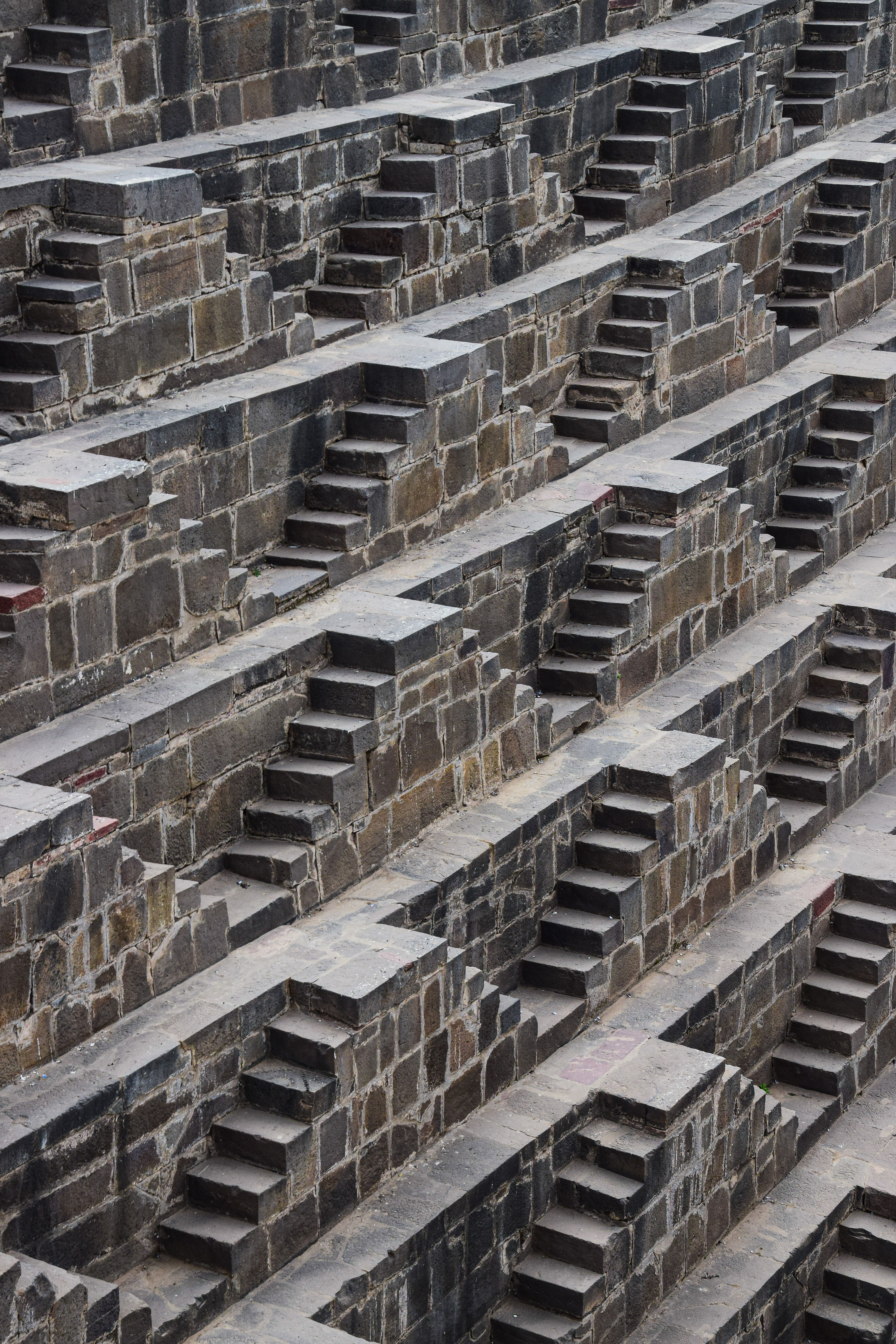 Stone Wall of Chand Baori Step Well in India · Free Stock Photo