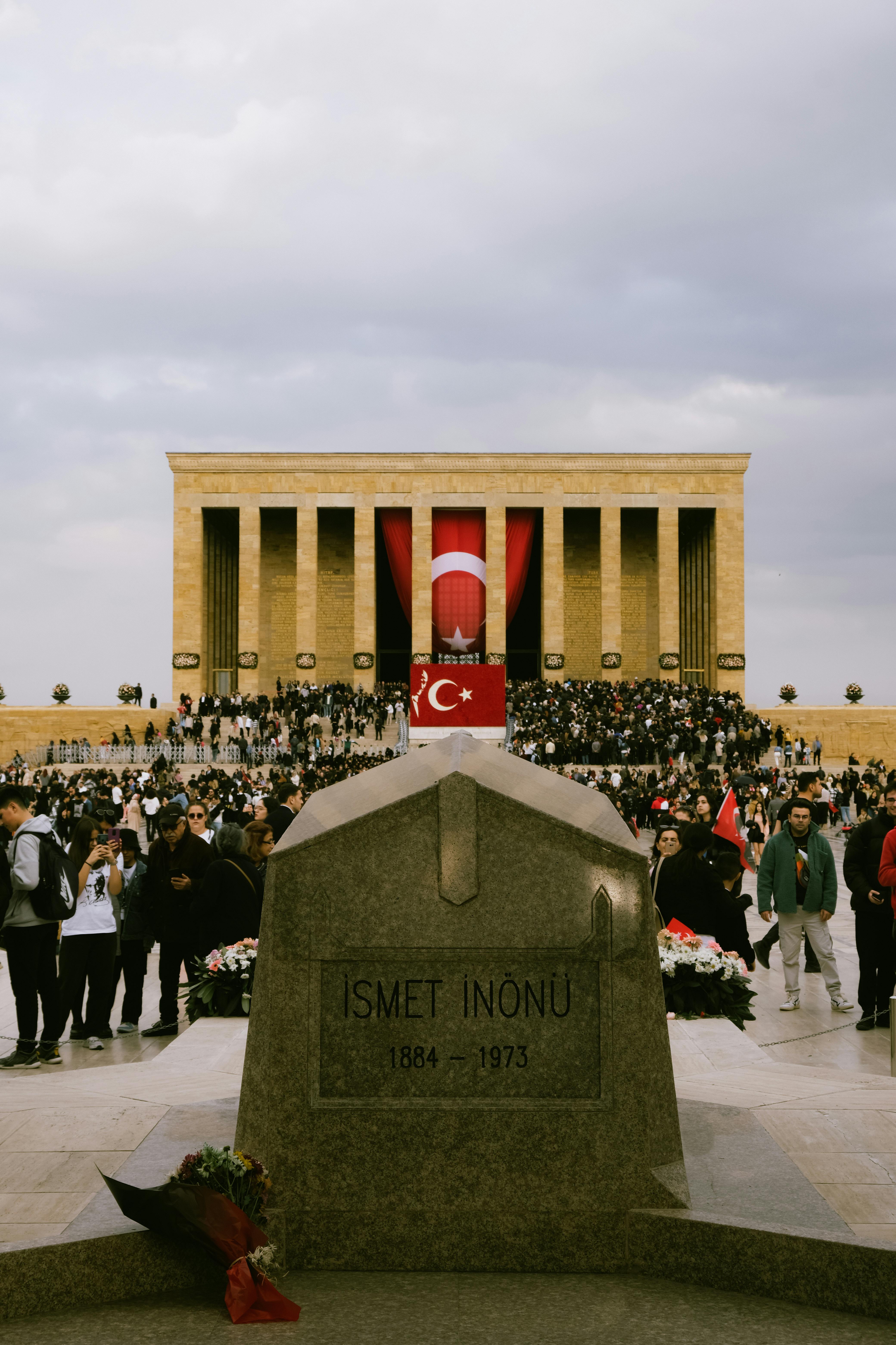 Crowd by the Tomb of President Ismet Inonu at Anitkabir Mausoleum ...