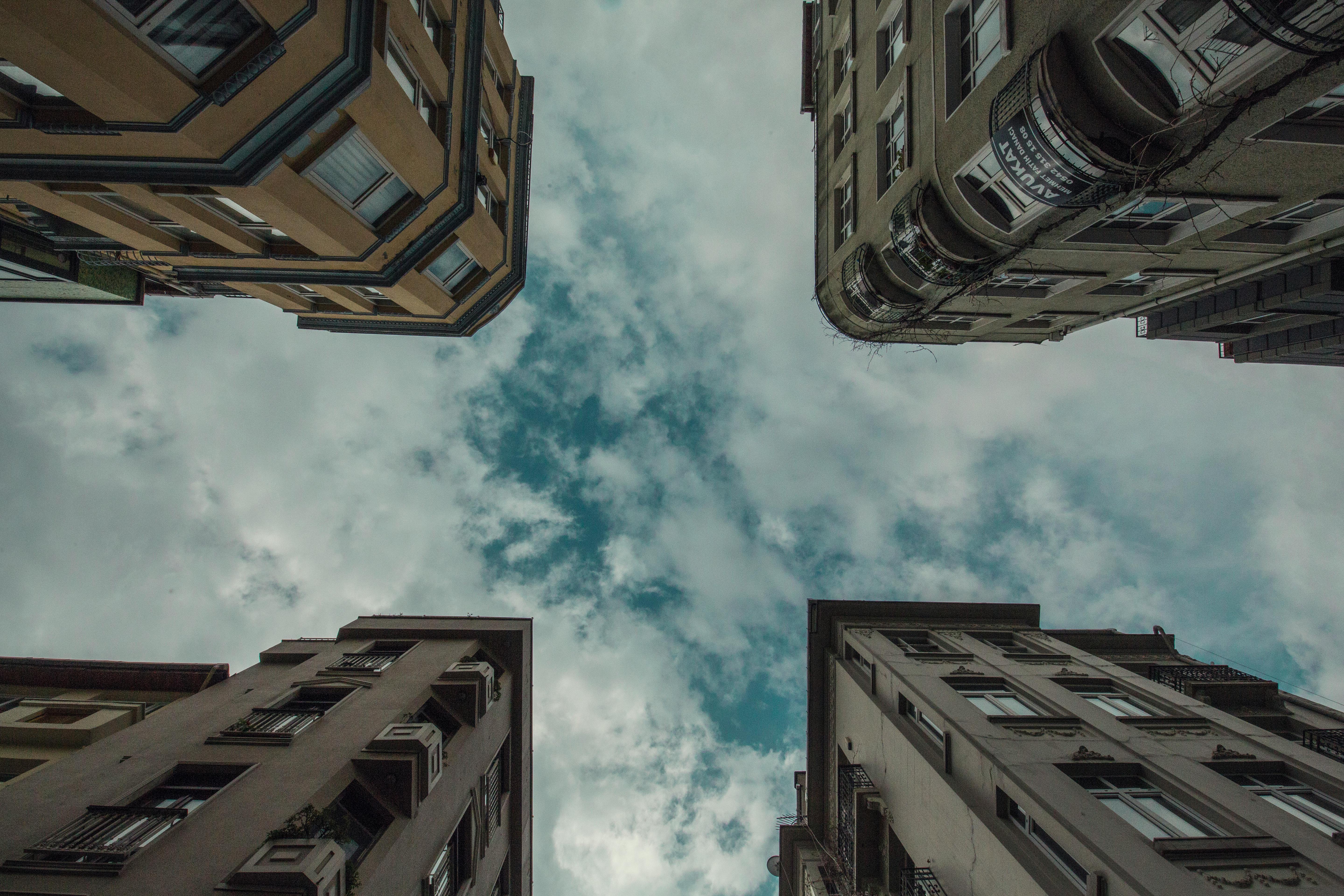Sky Above the Corners of Buildings at the Intersection of Streets ...
