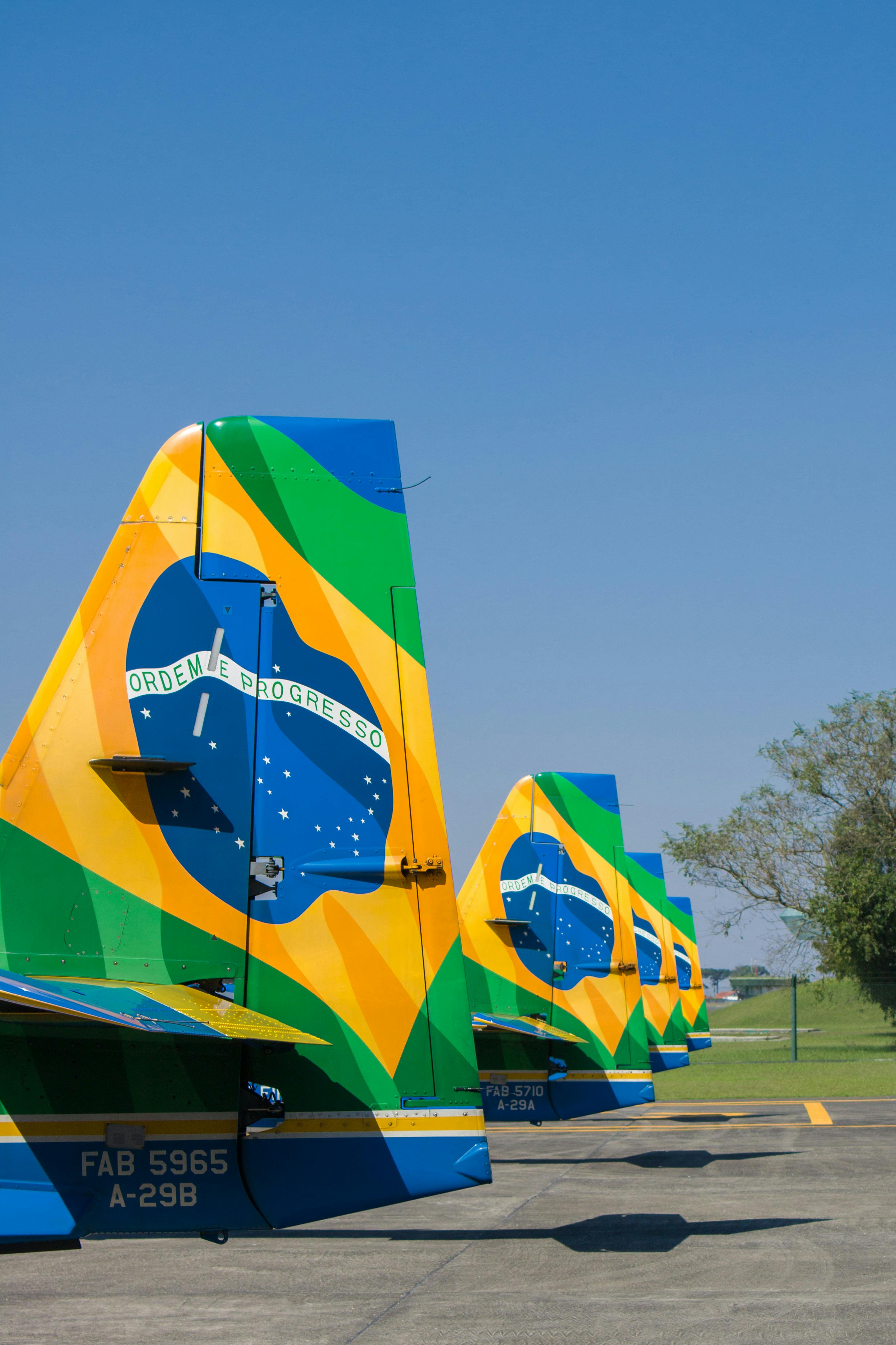 Tails of Smoke Squadron Planes Decorated with Brazilian Flags at the ...