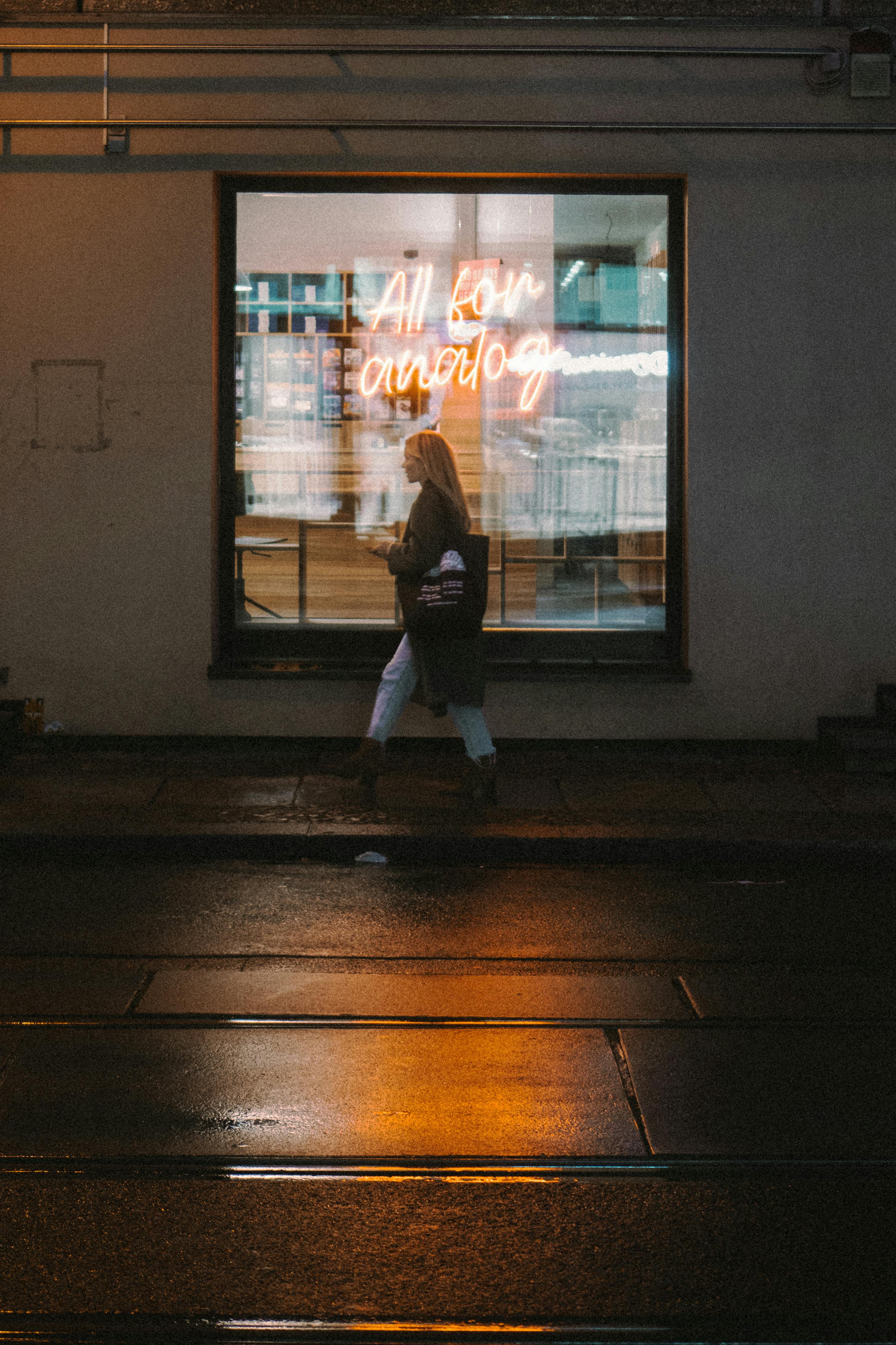 Neon in Window · Free Stock Photo