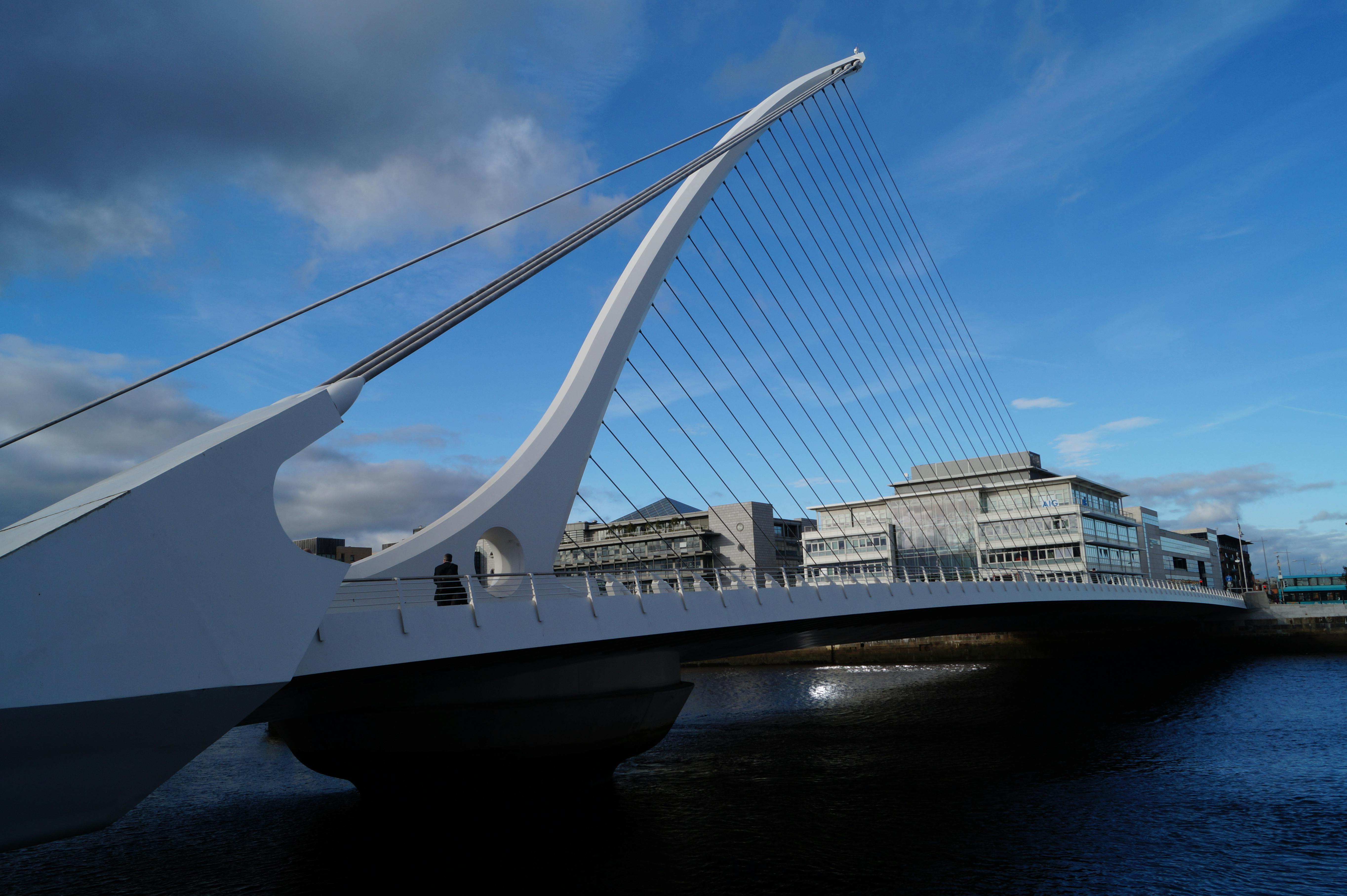 Modern Suspension Bridge against Blue Sky · Free Stock Photo