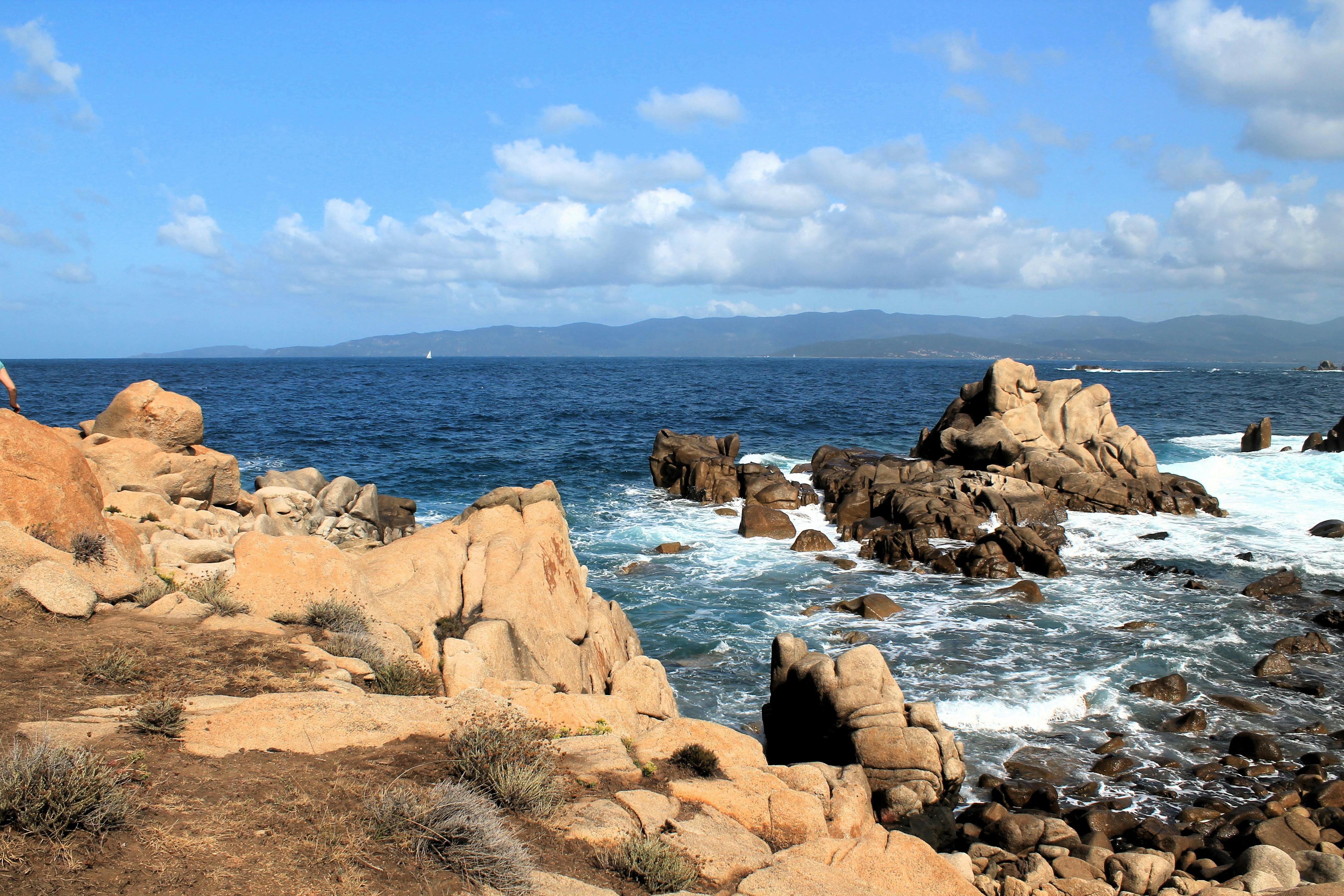 Birds Flying and Vessel Sailing near Rocks in Snow on Sea Shore · Free ...