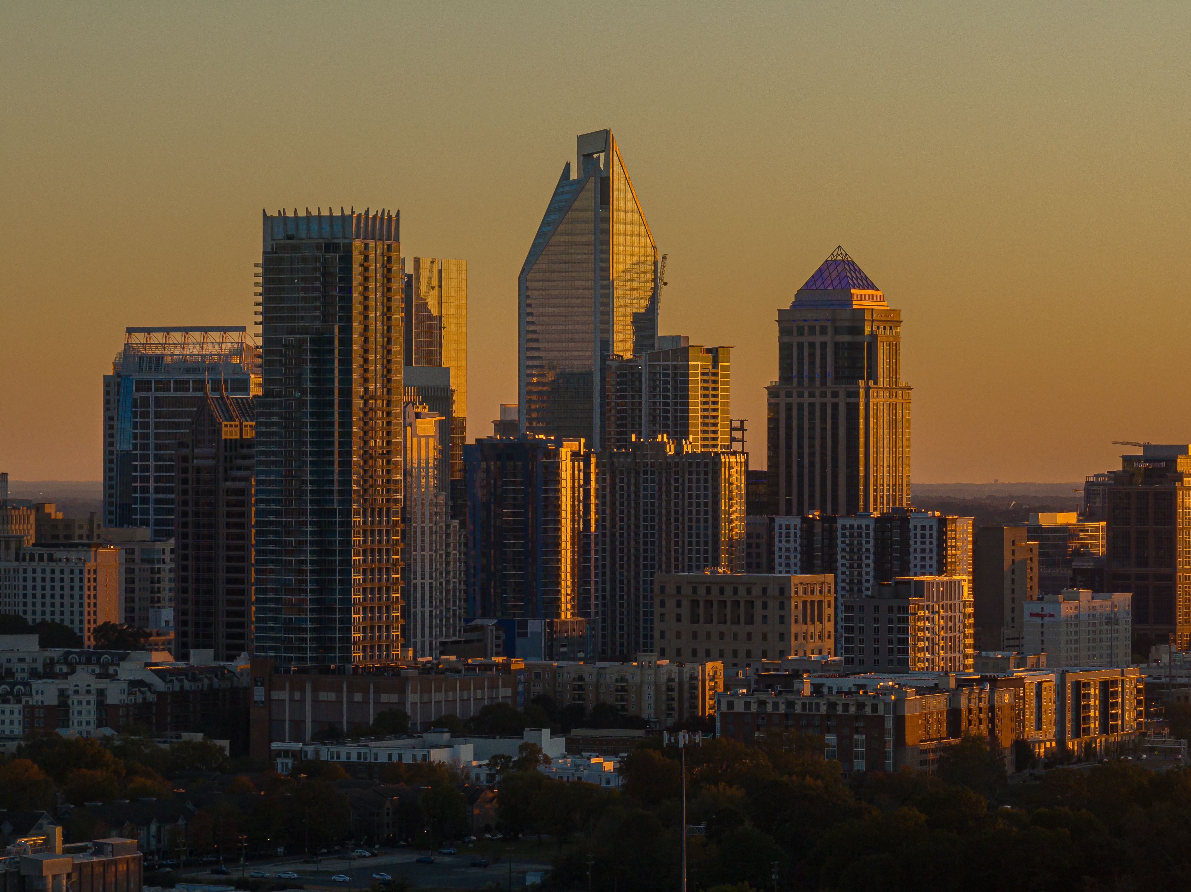 Skyscrapers at Charlotte Downtown at Dusk · Free Stock Photo
