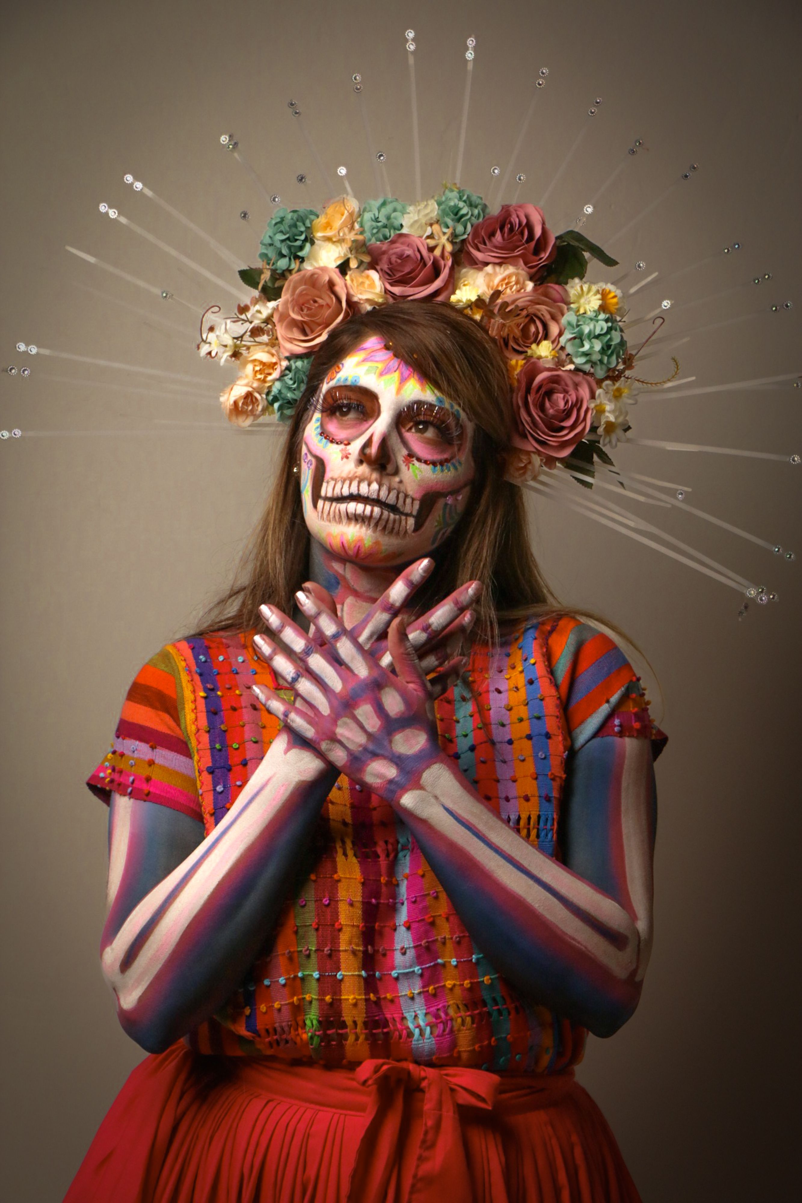 Woman with Roses on Head in Costume for Halloween · Free Stock Photo