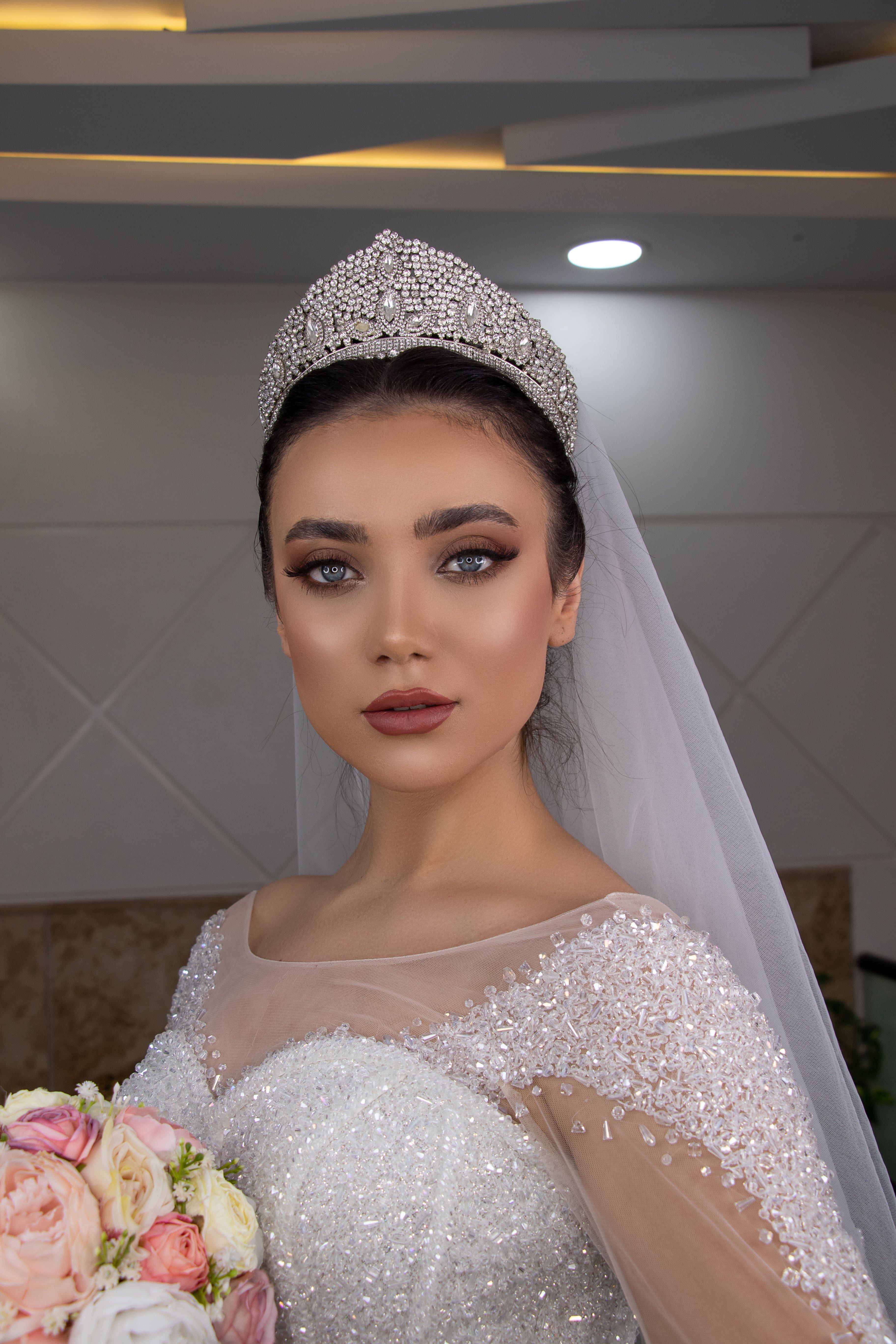 Portrait of a Bride Wearing a Tiara · Free Stock Photo