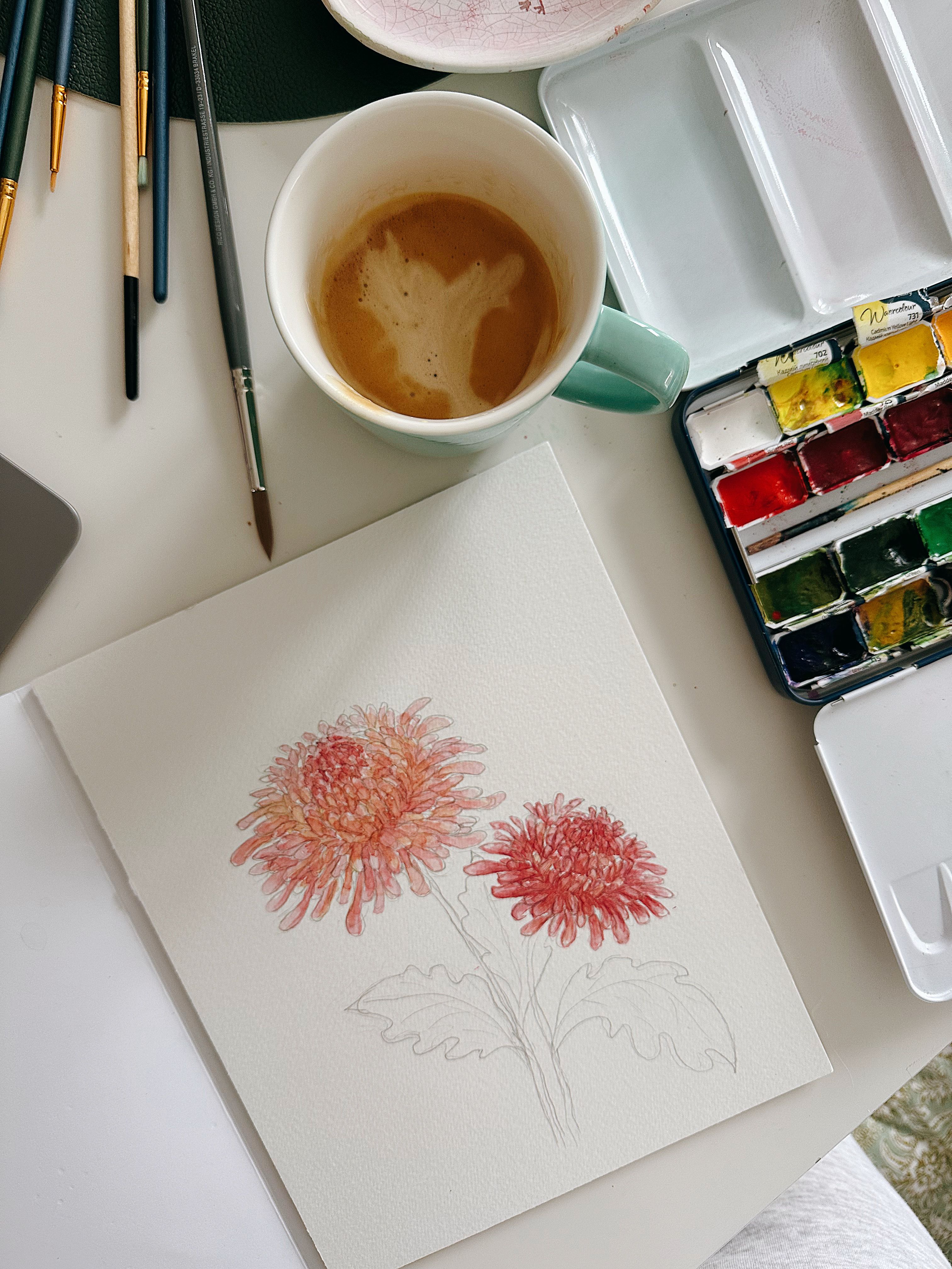 Unfinished Watercolor Painting of Flowers · Free Stock Photo