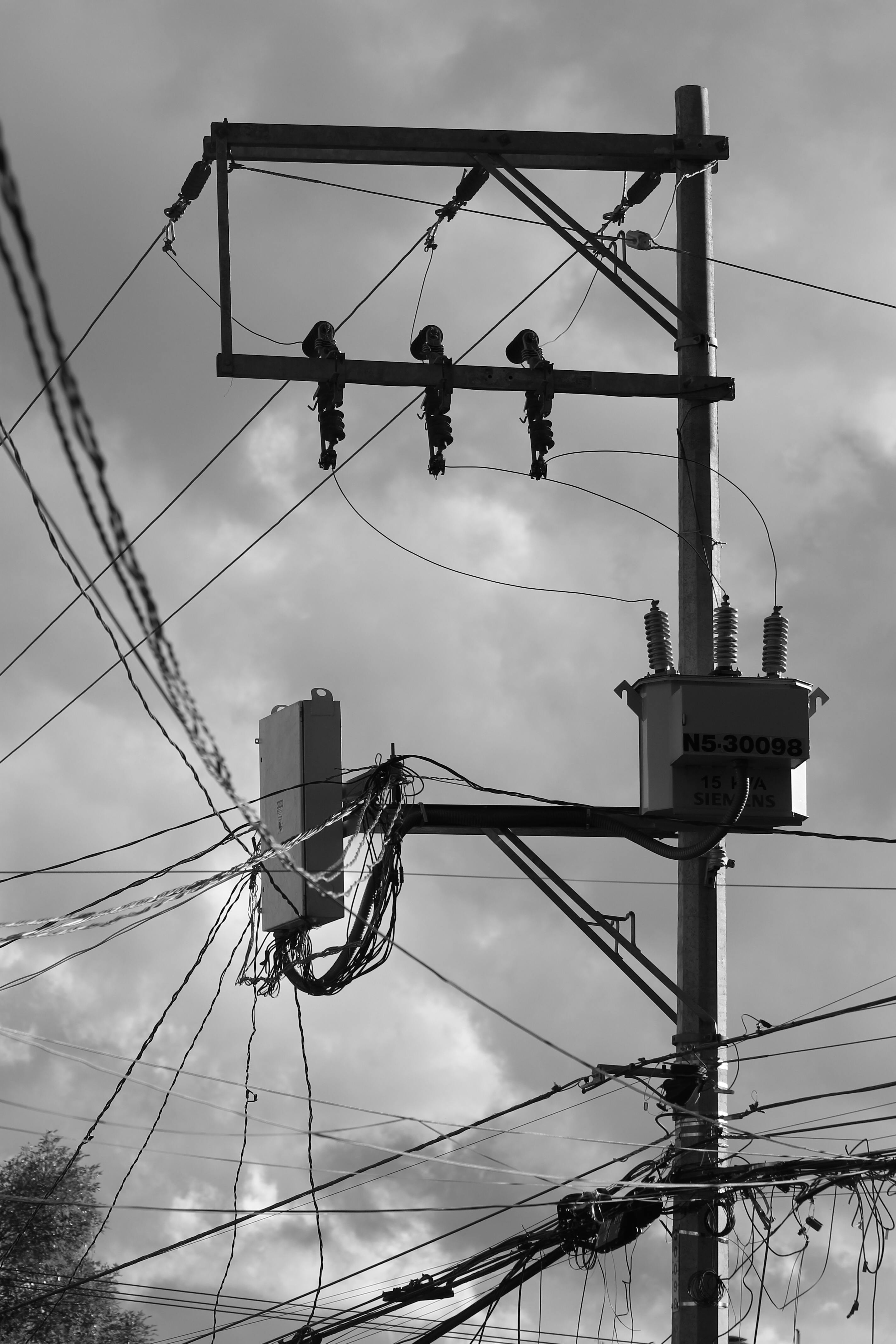 Black and White Photo of Electric Cables on a Utility Post · Free Stock ...