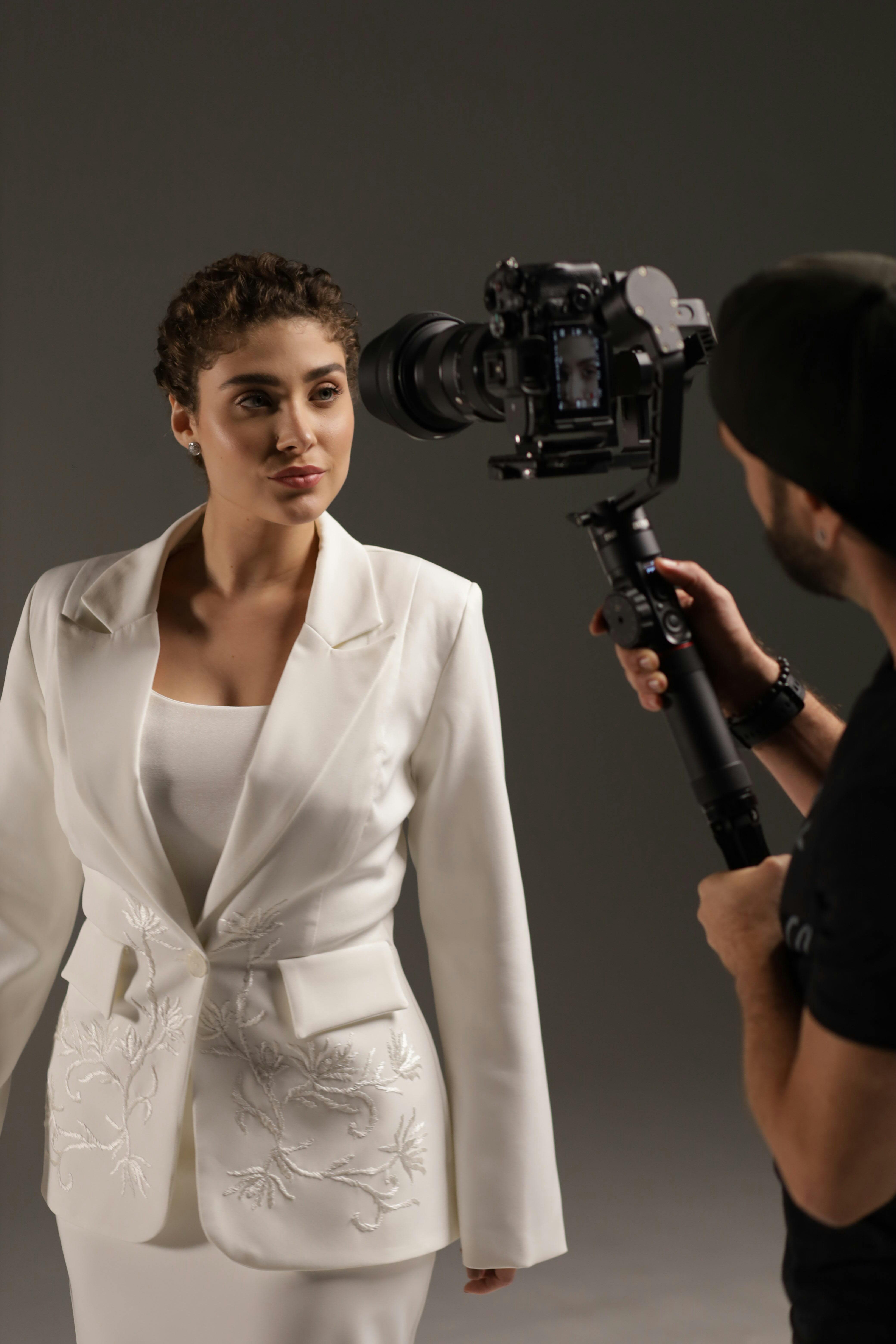 Elegant Model in Blazer and Dress · Free Stock Photo