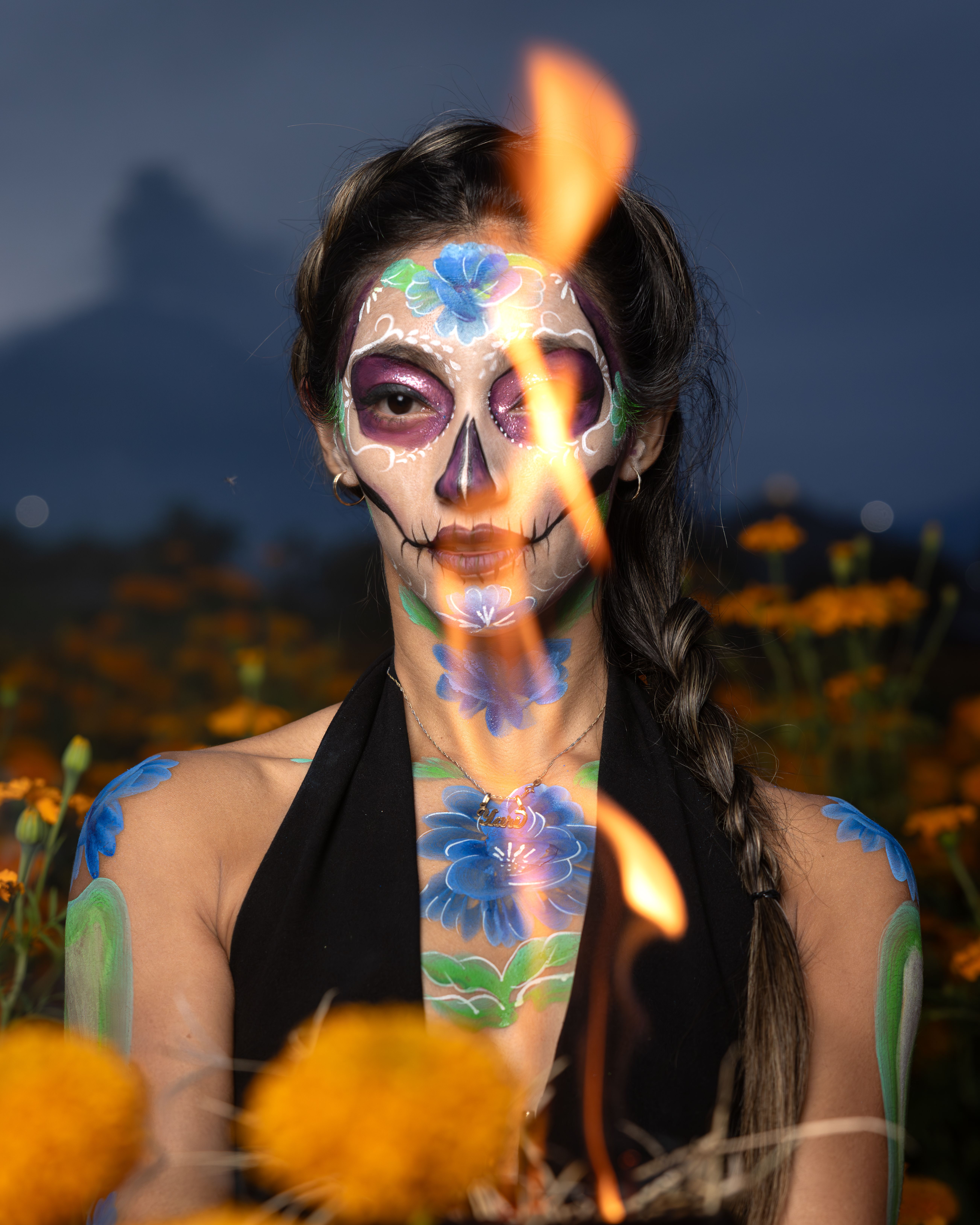 Brunette Wearing Catrina Makeup for Day of the Dead · Free Stock Photo