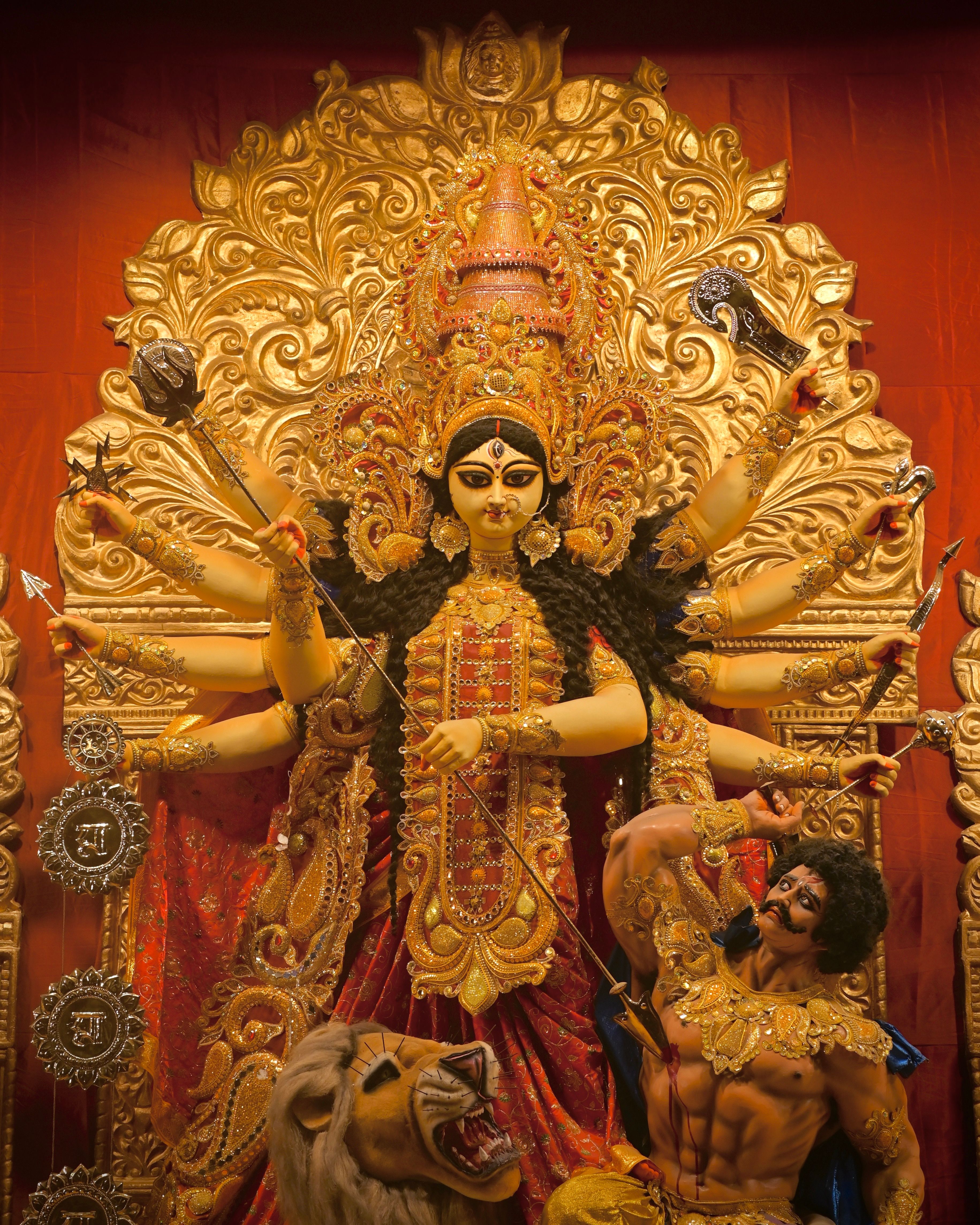 Traditional Durga Puja Statues in Shrine · Free Stock Photo