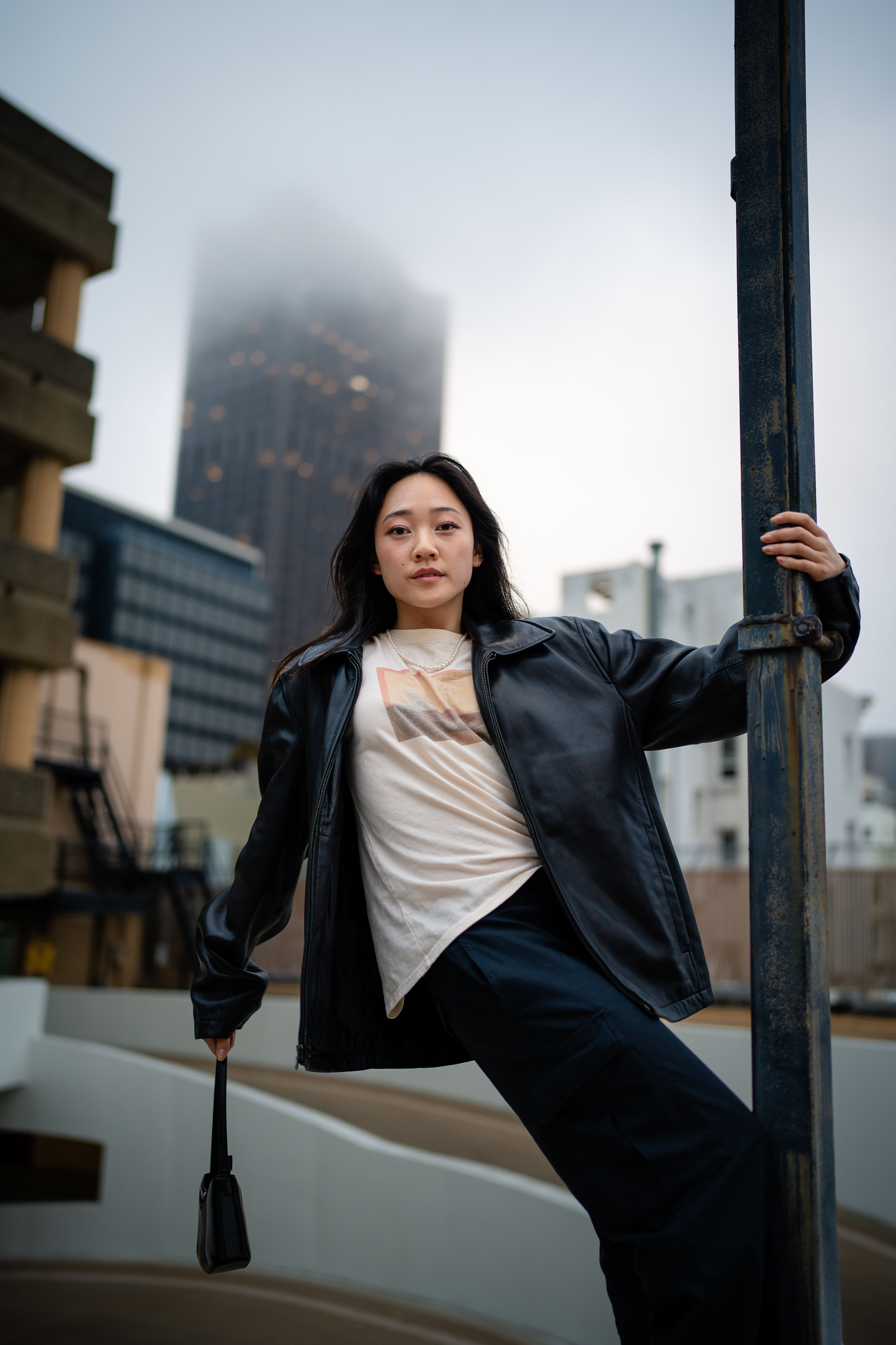 Woman in a Bra and a Leather Jacket · Free Stock Photo