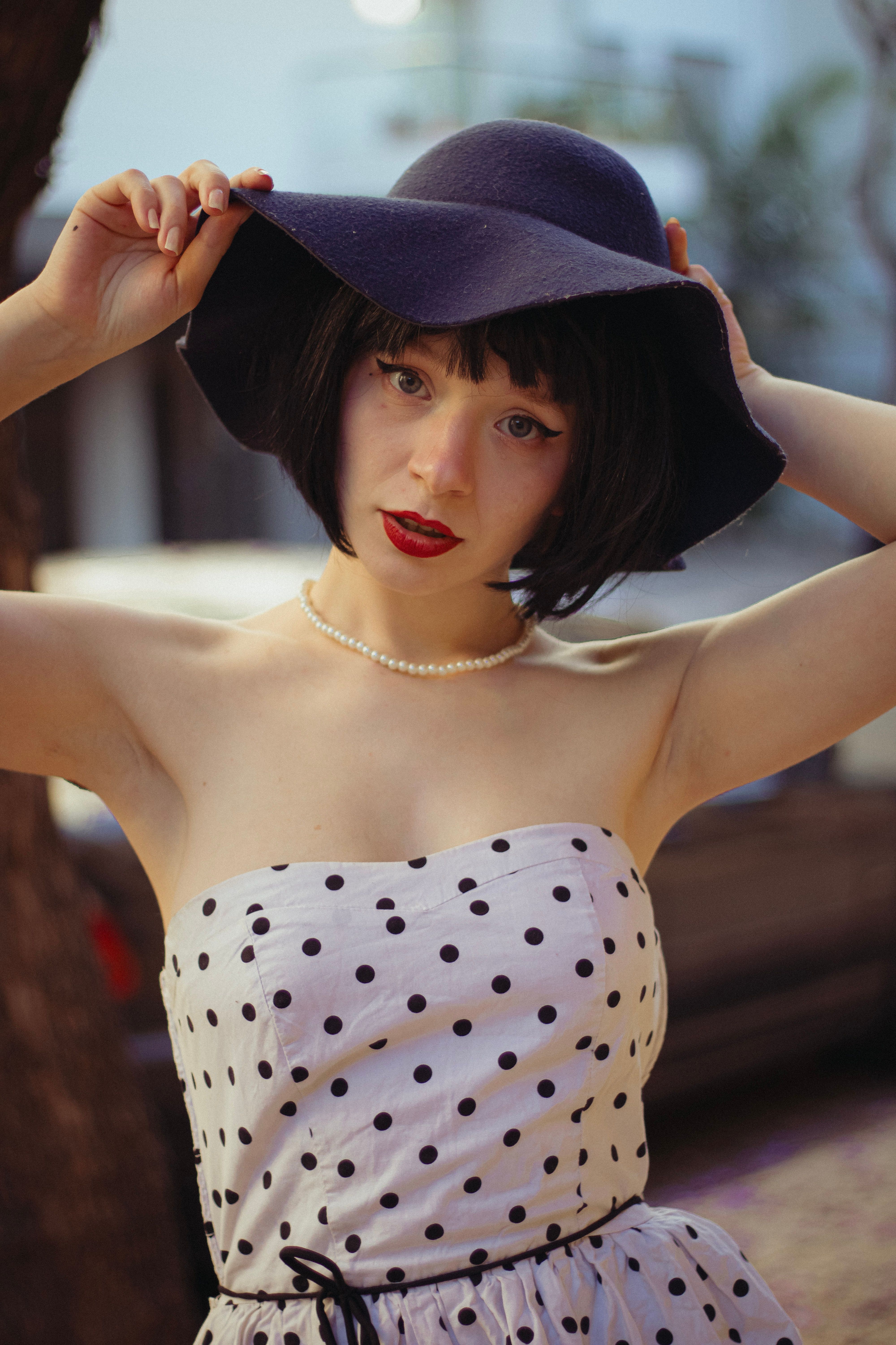 Brunette Woman with Hat · Free Stock Photo