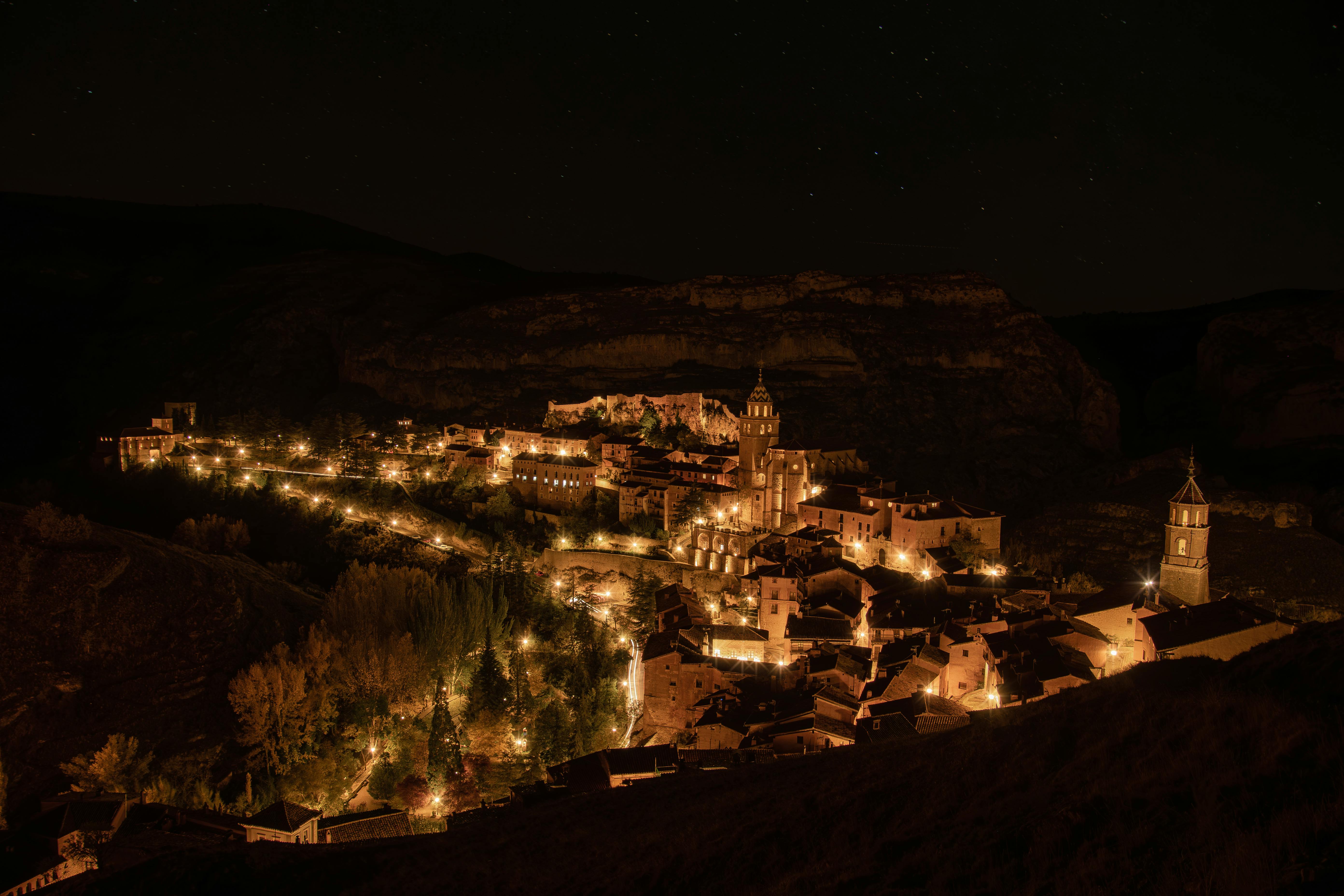 Illuminated City in Spain at Night · Free Stock Photo