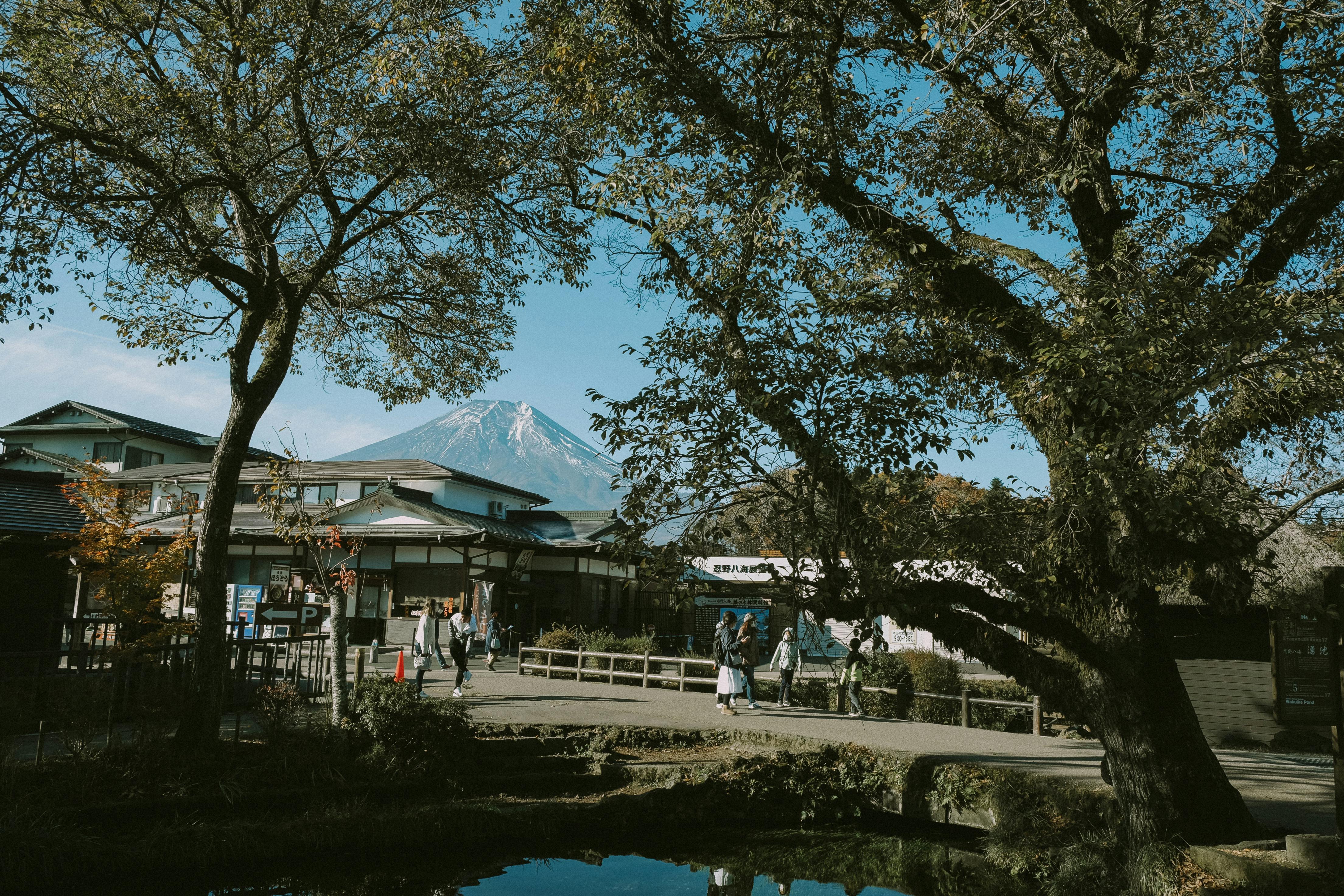 A Park and a Building with the View of Mount Fuji in Japan · Free Stock ...