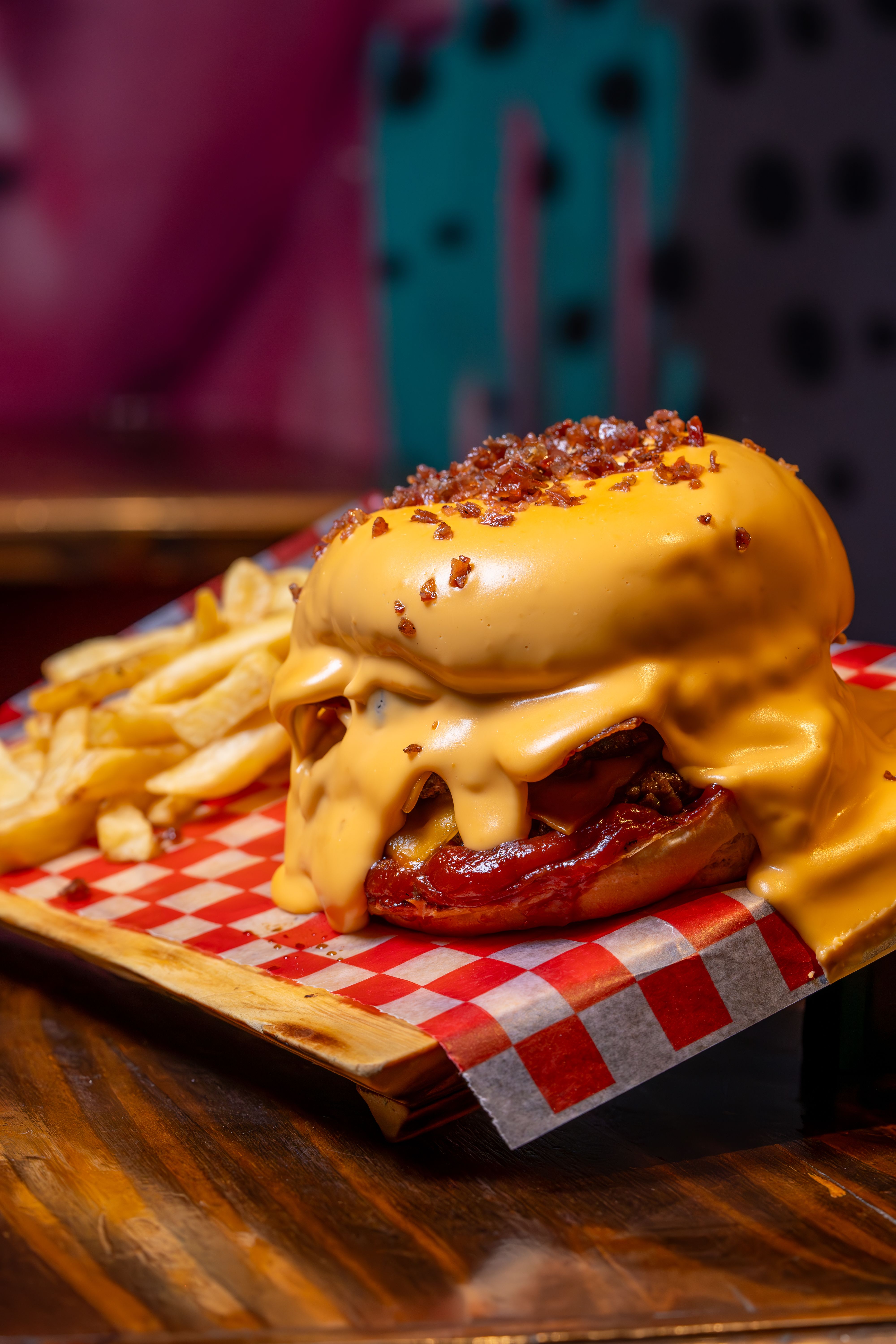 Cheeseburger Covered with Cheese and Sprinkled with Bacon Raisins ...