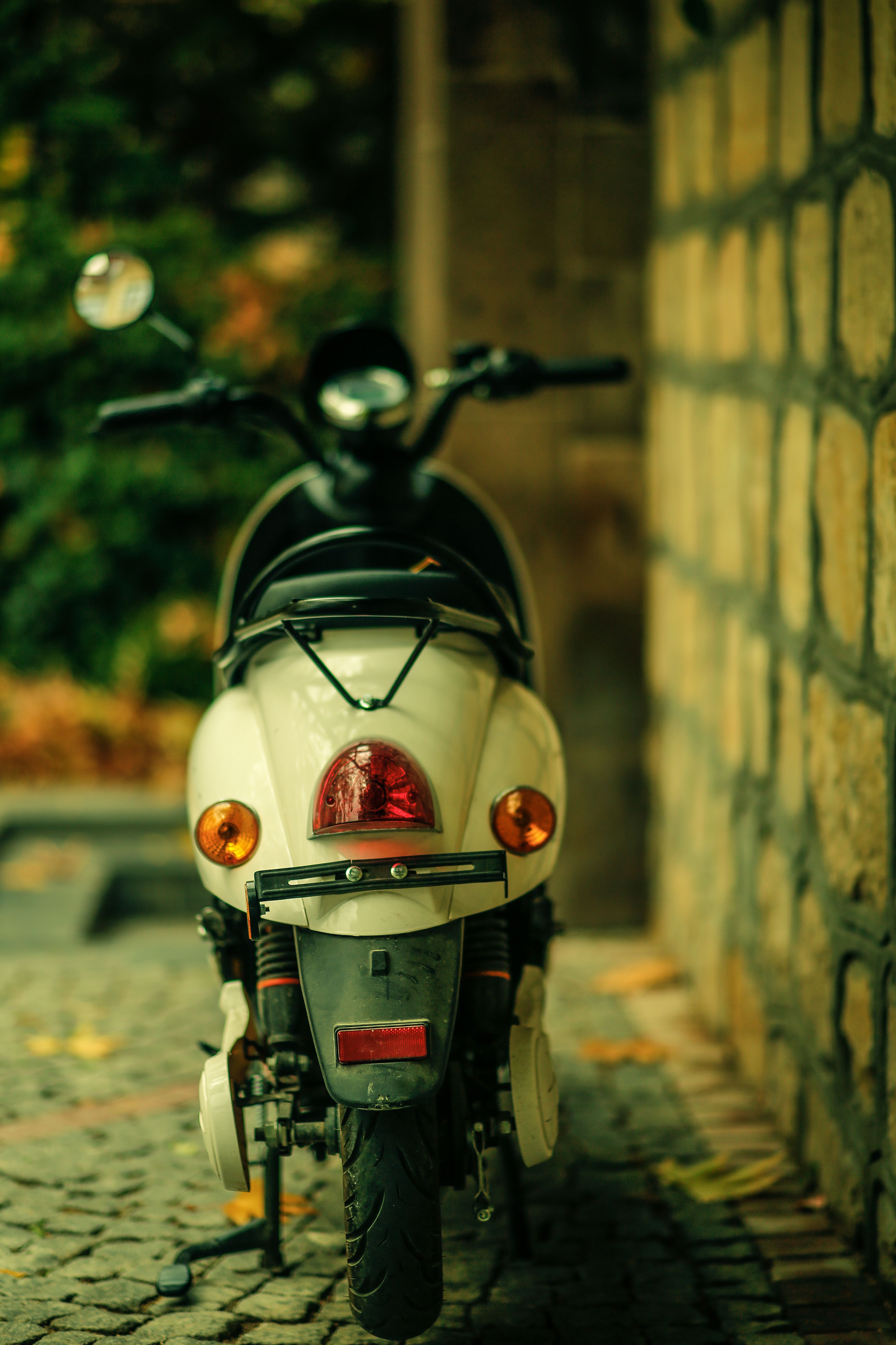 Colorful scooter with leather seat on street · Free Stock Photo